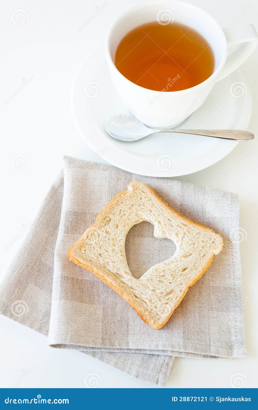 Tea cup and toast stock image. Image of food, plate, heart - 28872121