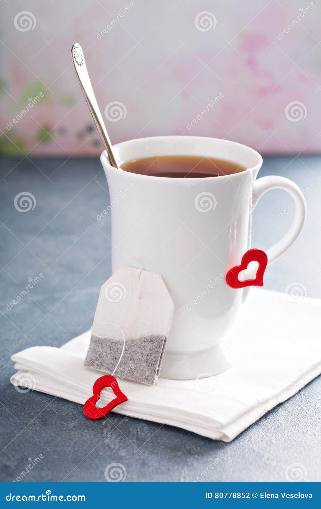 Tea in a Cup for Valentines Day Stock Photo - Image of gift, greeting ...
