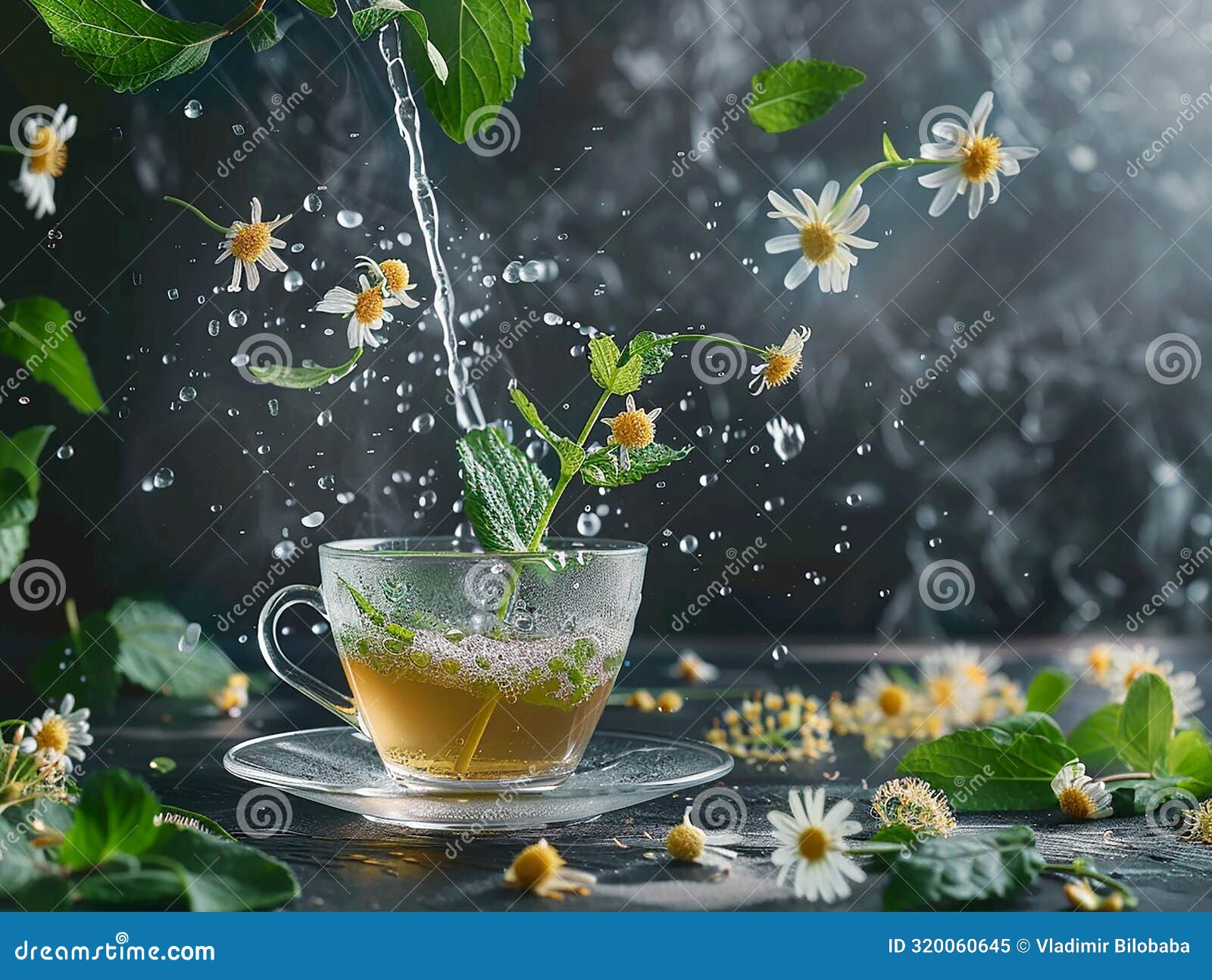 Tea cup with water splash stock illustration. Illustration of surface ...