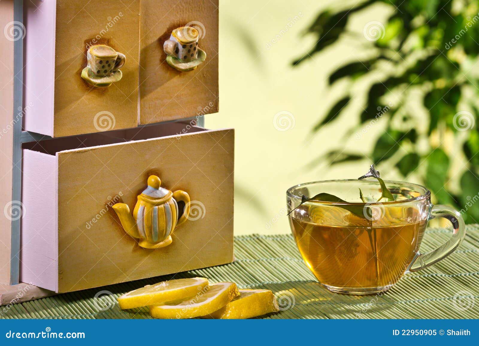 Tea Cupboard and Hot Tea and Lemon Stock Image - Image of close, fresh ...