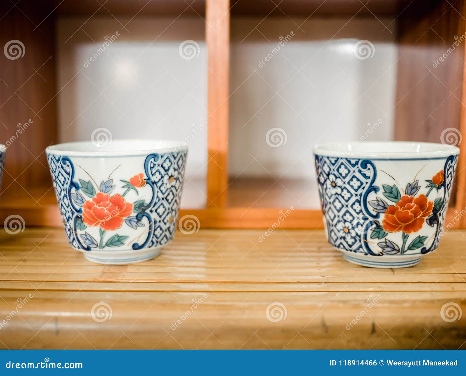 2 Tea Cups on the Bamboo Table Stock Photo - Image of beautiful ...
