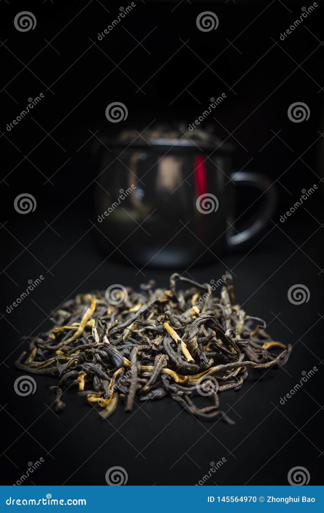 Tea in Black Background stock photo. Image of bowl, food - 145564970