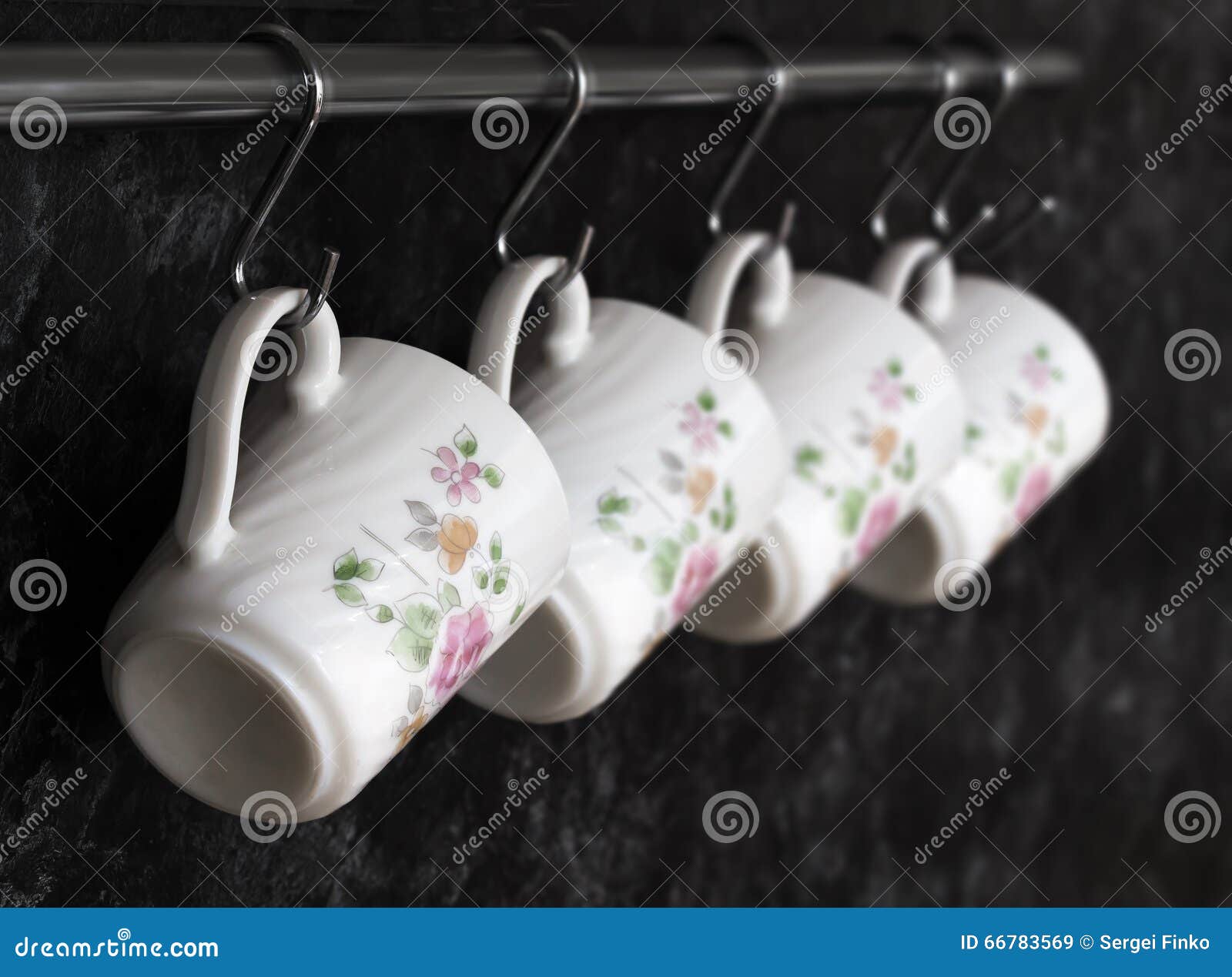 Tea Cups on the Kitchen Wall Stock Image - Image of cafe, home: 66783569