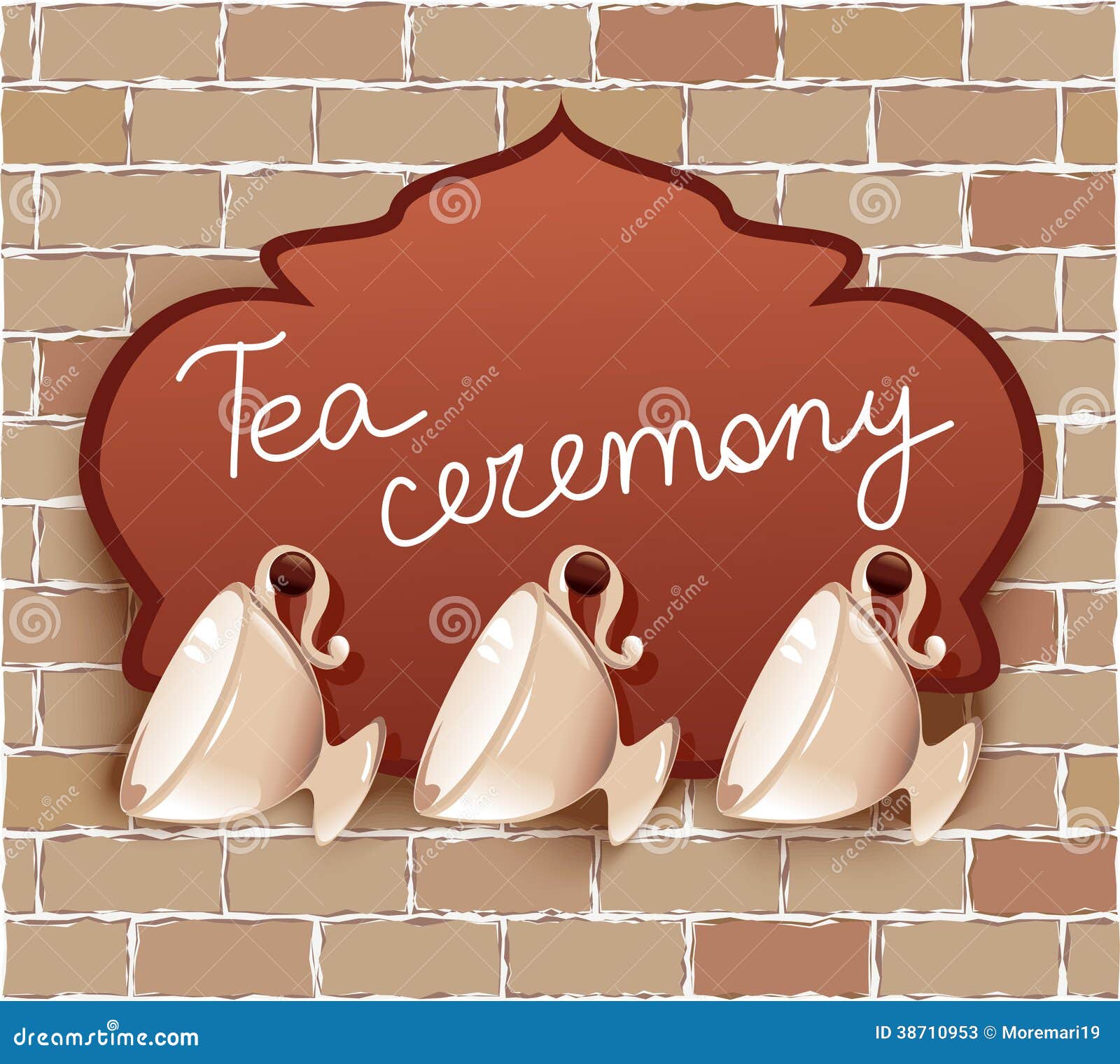 Tea cups with signboard stock vector. Illustration of vintage - 38710953