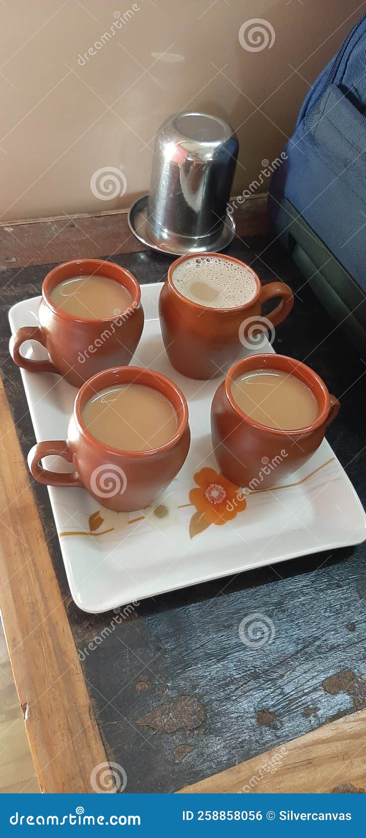 4 Tea Cups and Water. Indian Style. Stock Photo - Image of saucer ...