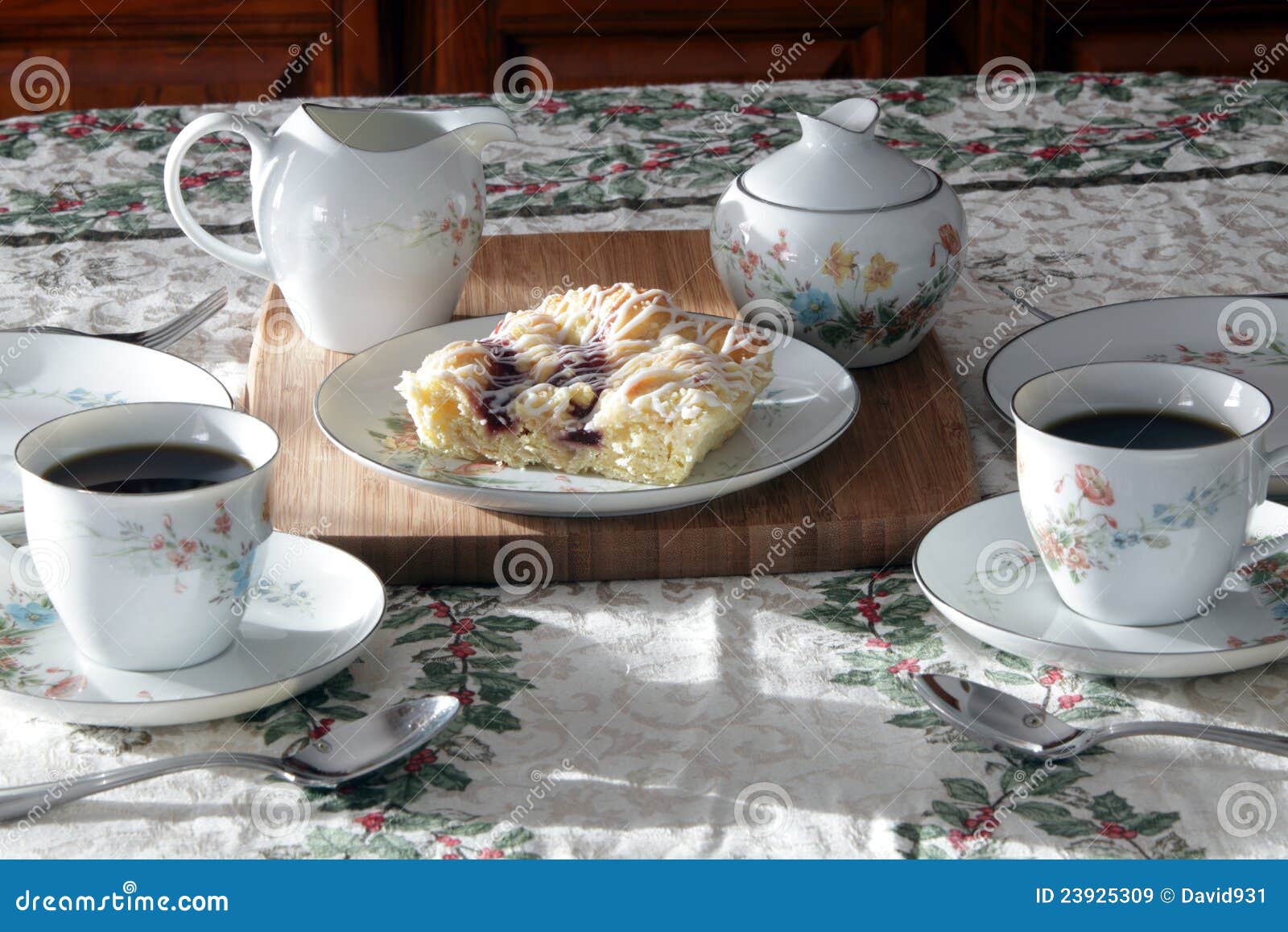 Tea and Danish stock image. Image of breakfast, fruit - 23925309