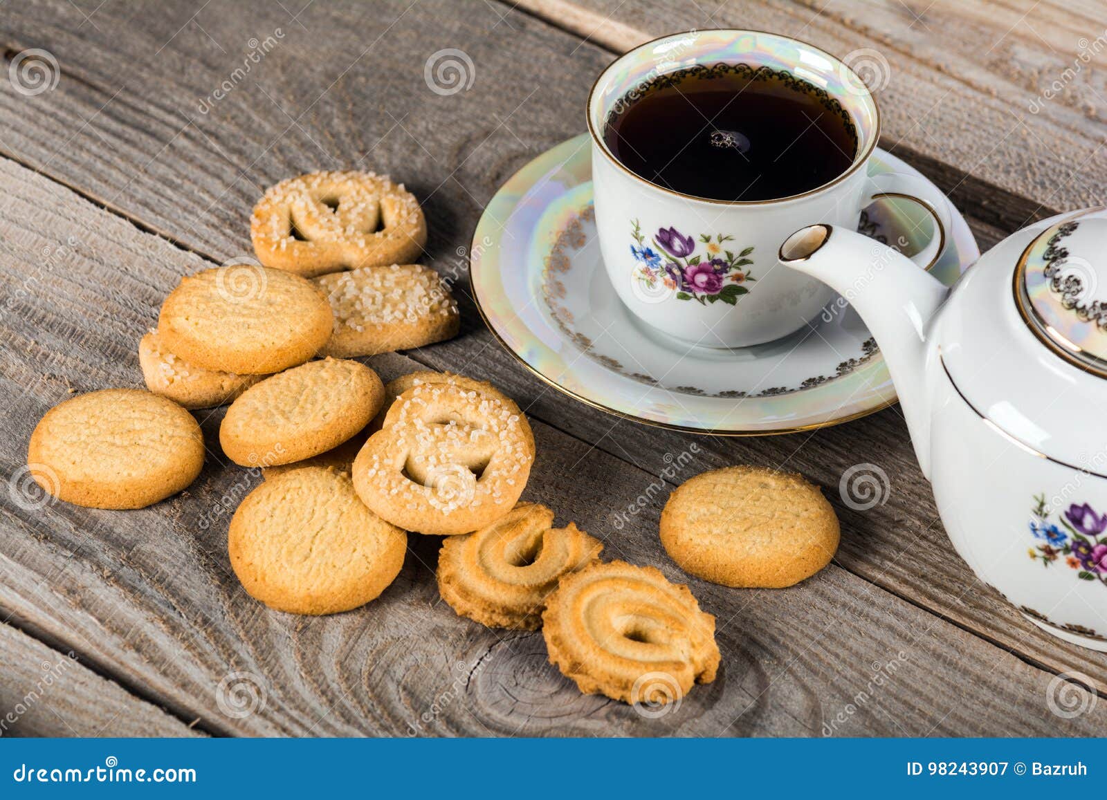 Tea with Danish Butter Cookies Stock Image - Image of shortbread ...