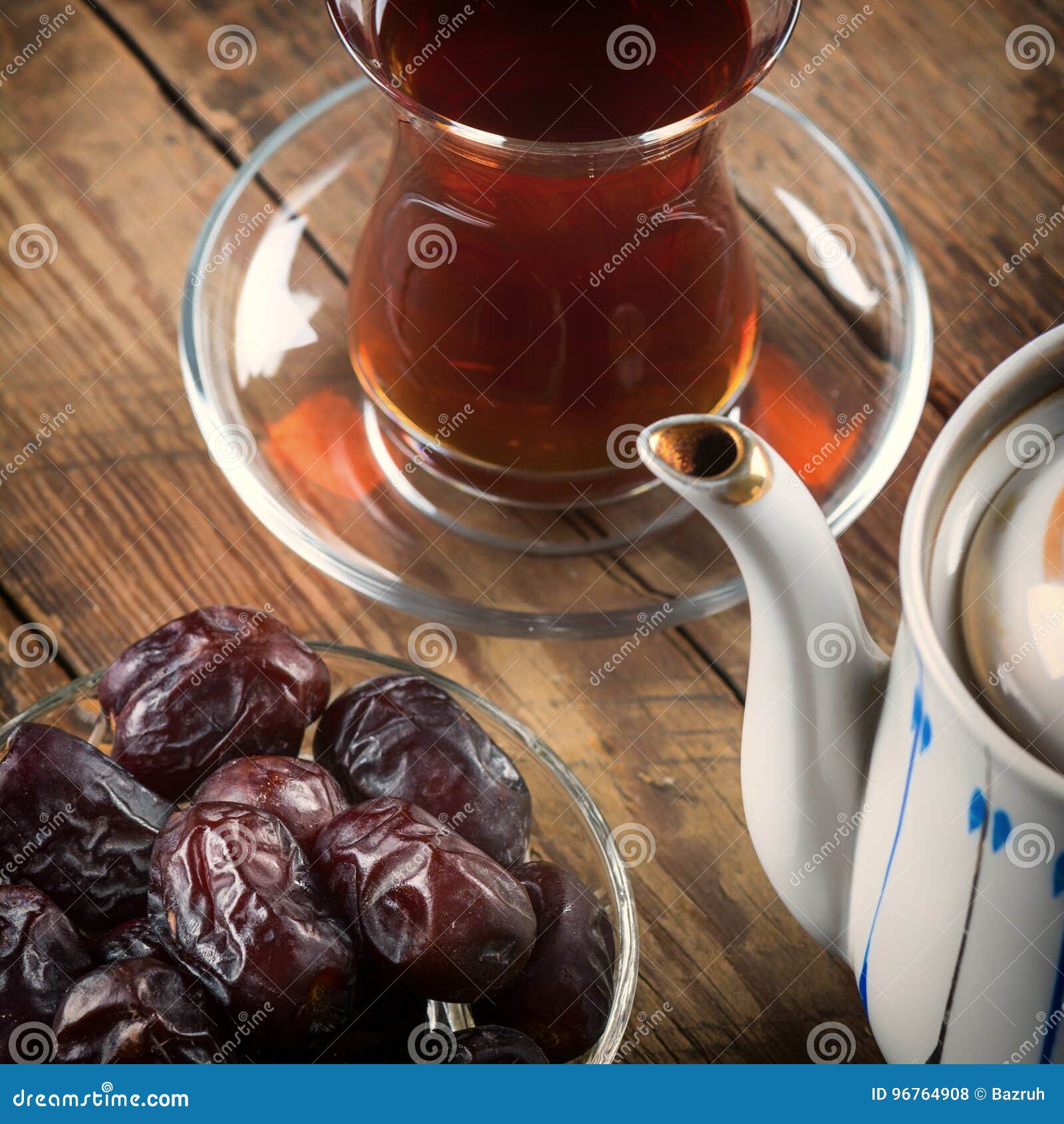 Tea with dates stock photo. Image of fasting, exotic - 96764908