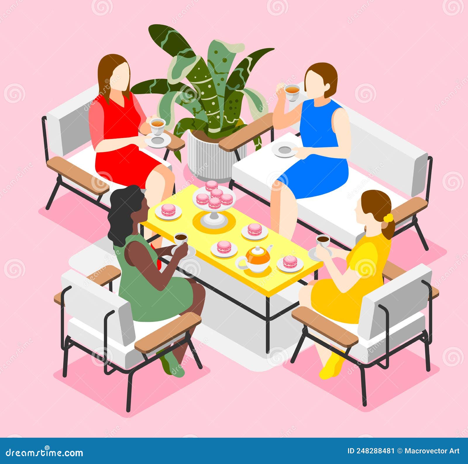 Tea Day Gathering Concept stock vector. Illustration of lemon - 248288481