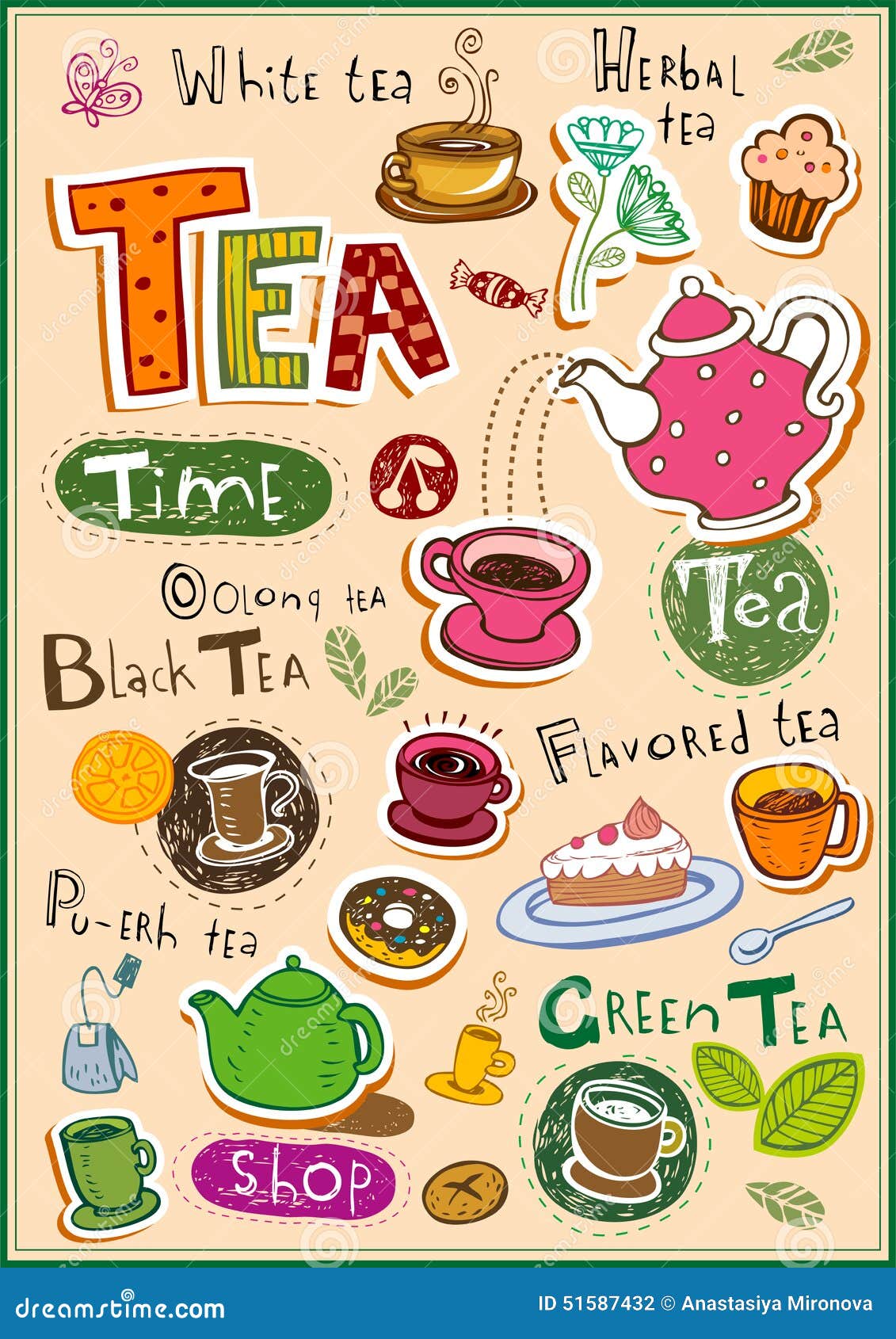 Tea design elements stock vector. Illustration of chocolate - 51587432