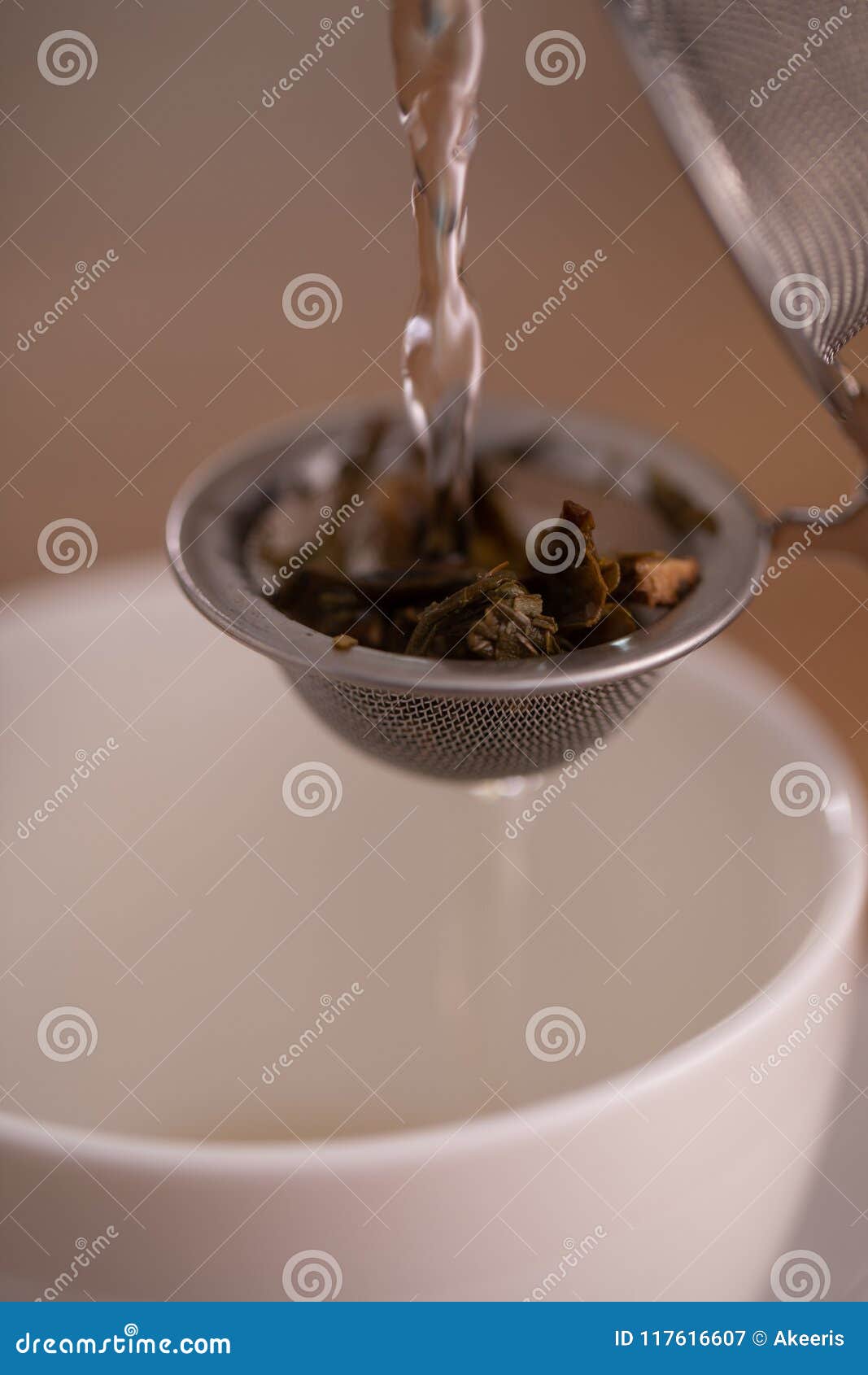 Tea Diffuser Close Up To Texture of Tea Leaf Ingredient with Pouring ...
