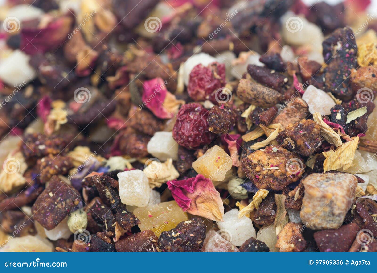 Tea with Dried Fruits and Flowers Stock Photo - Image of herb ...