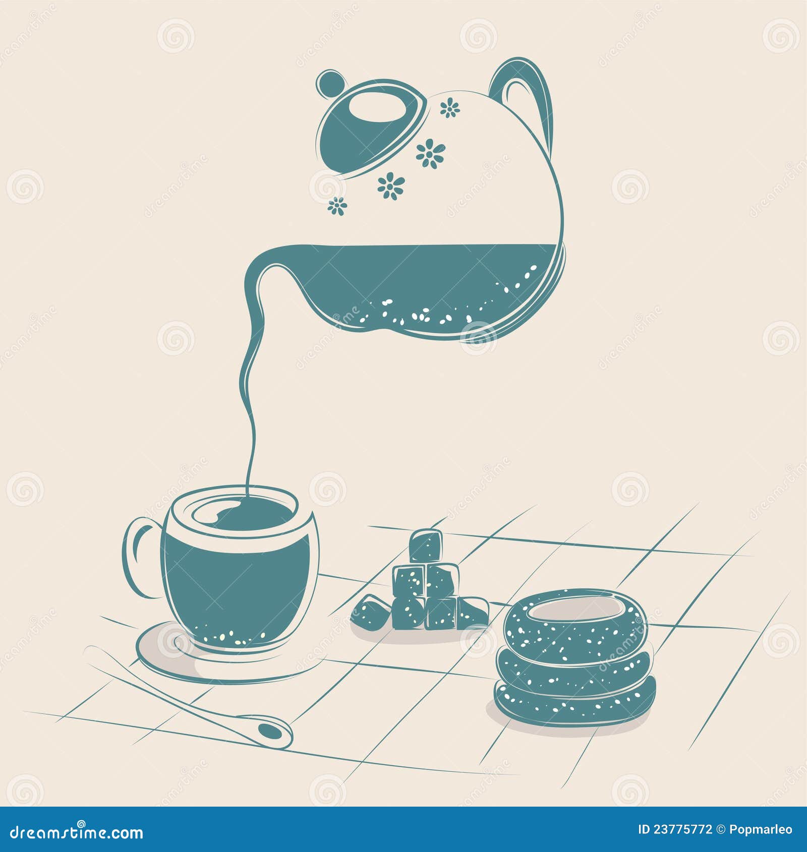 Tea Drinking stock vector. Illustration of vintage, dessert - 23775772