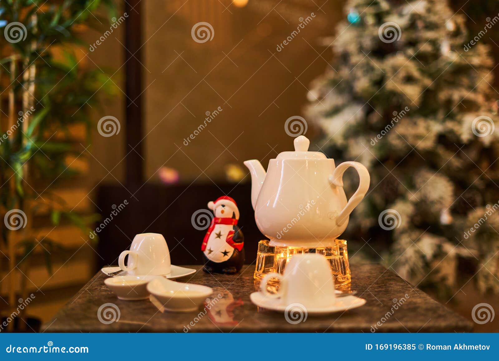 Tea Drinking Area, on the Table is a White Tea Kettle, Next To Two ...