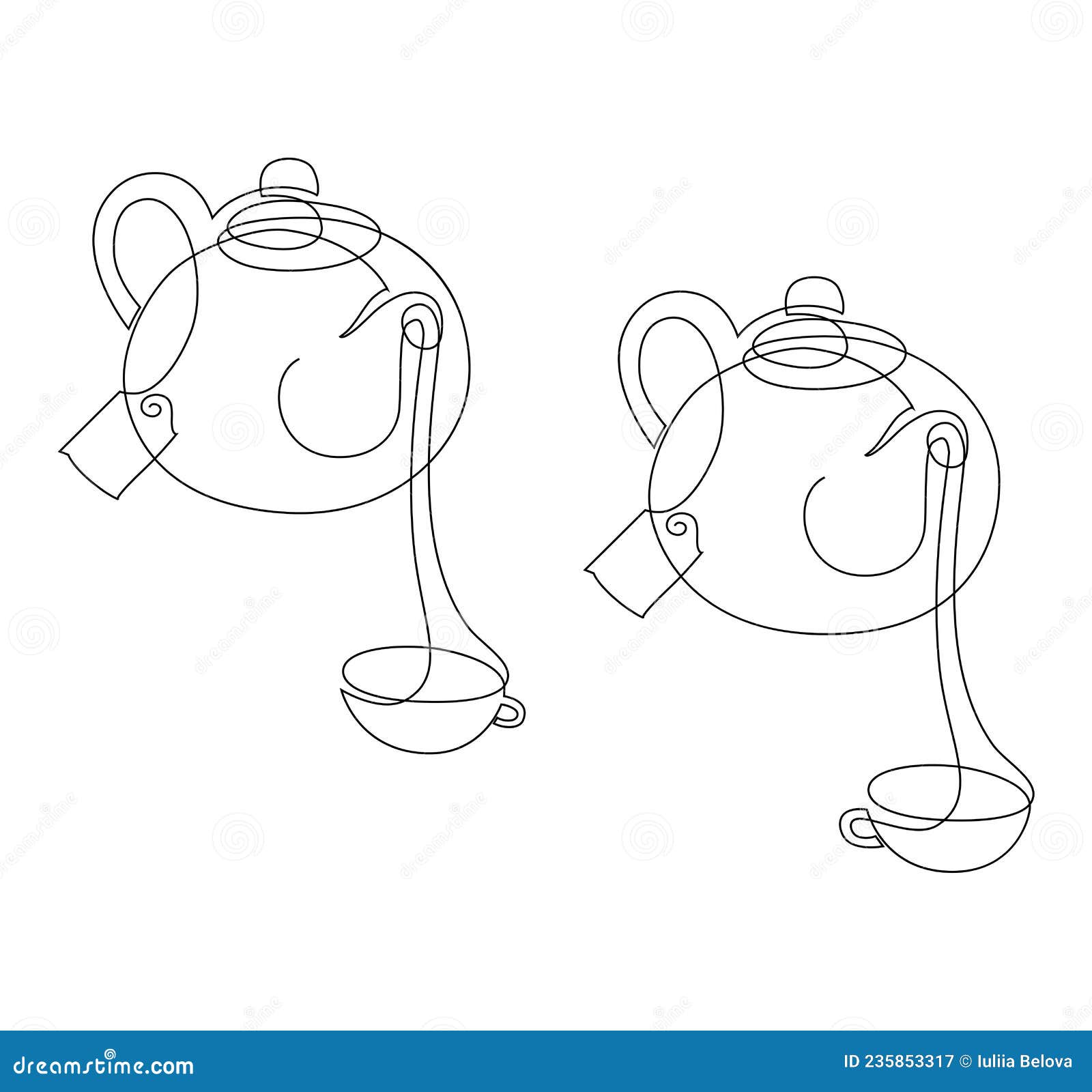 Tea Drinking. Tea is Poured into a Cup. Continuous Line Drawing Stock ...