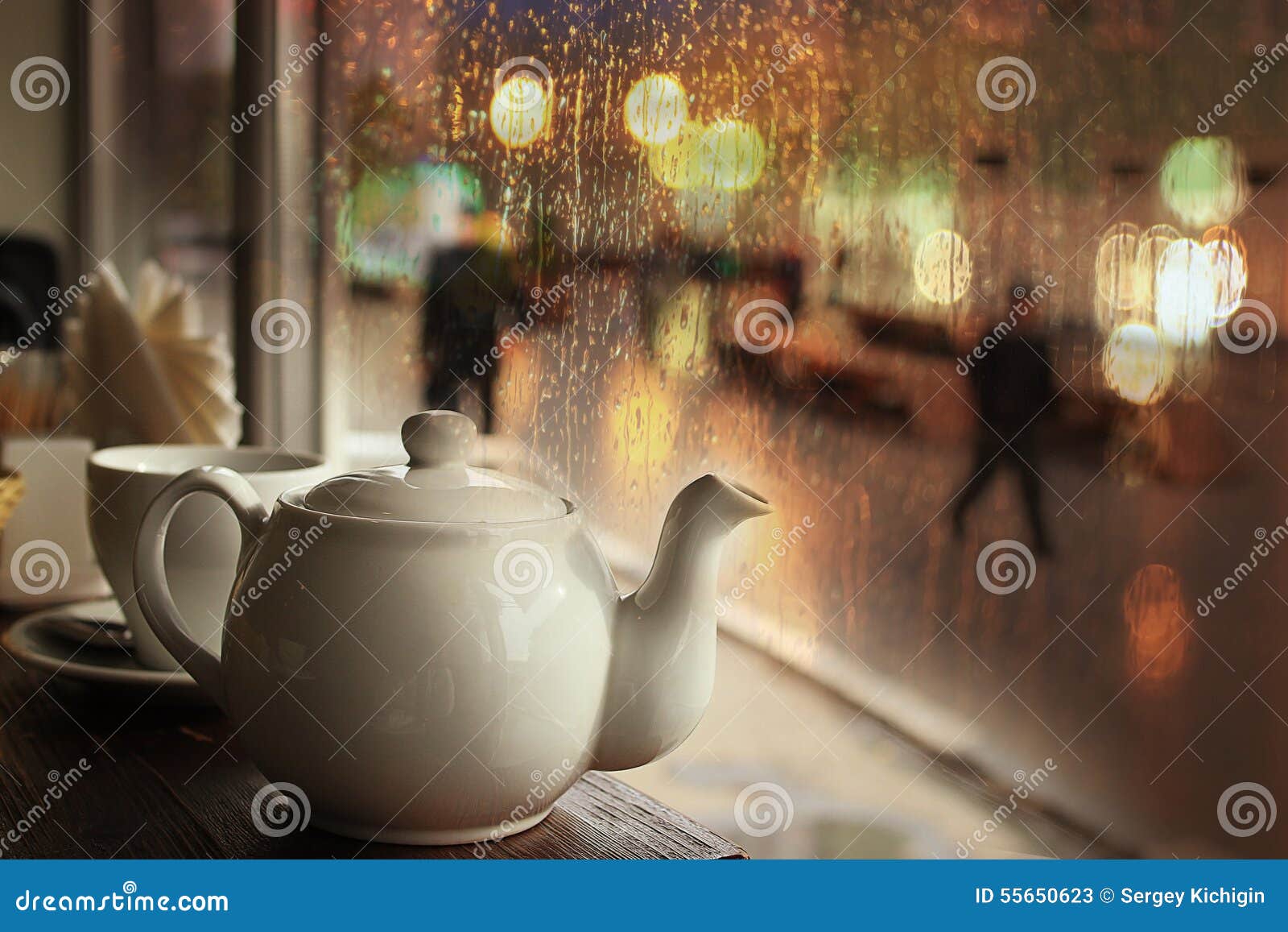 Tea in evening cafe stock image. Image of cold, lifestyle - 55650623