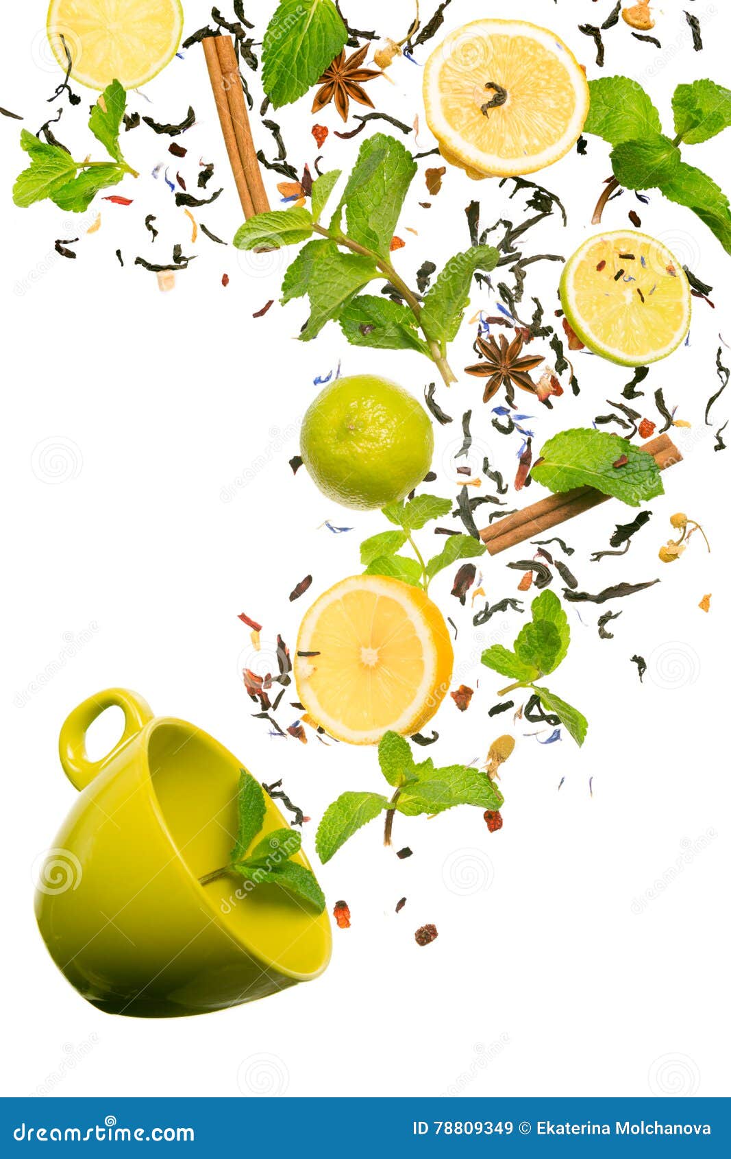 Tea Falling Down To the Cup. Levitating Tea Stock Image - Image of ...