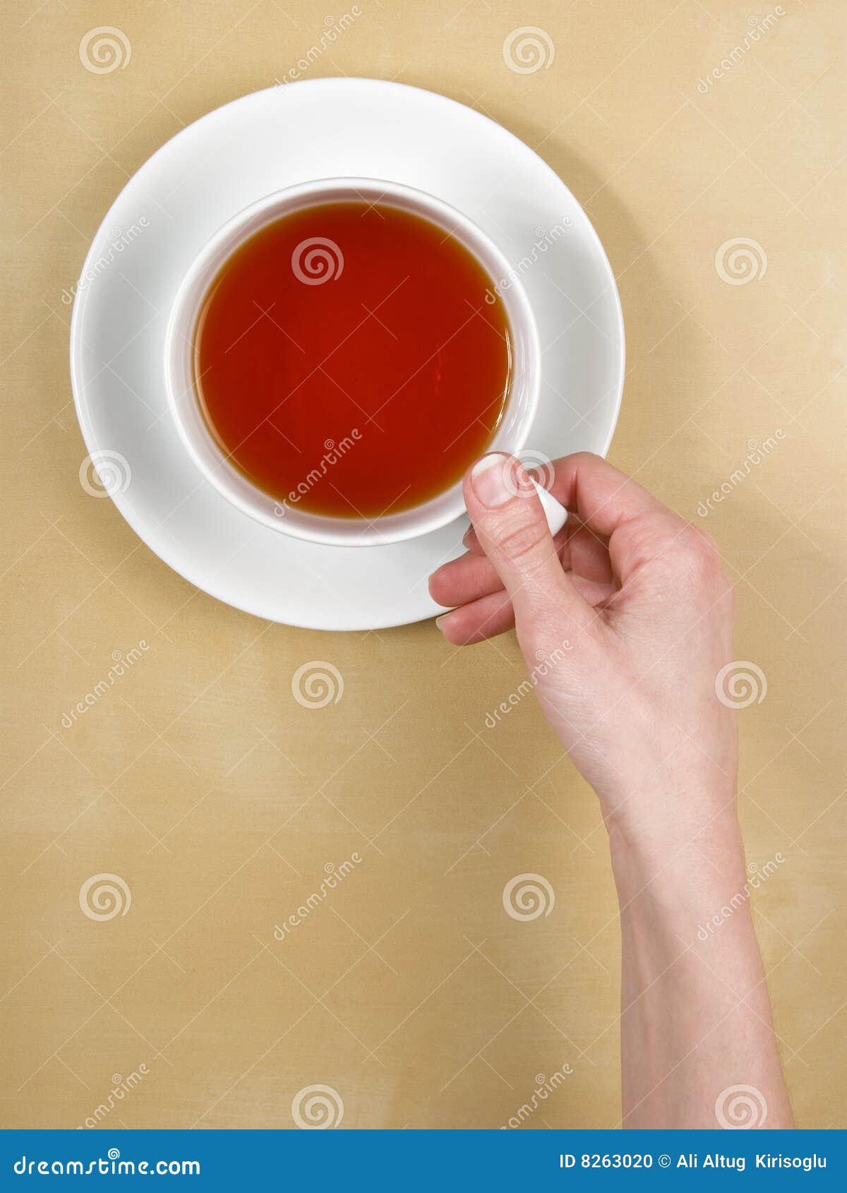Tea - Female Hand Holds a Cup of Tea on Wood Table Stock Photo - Image ...