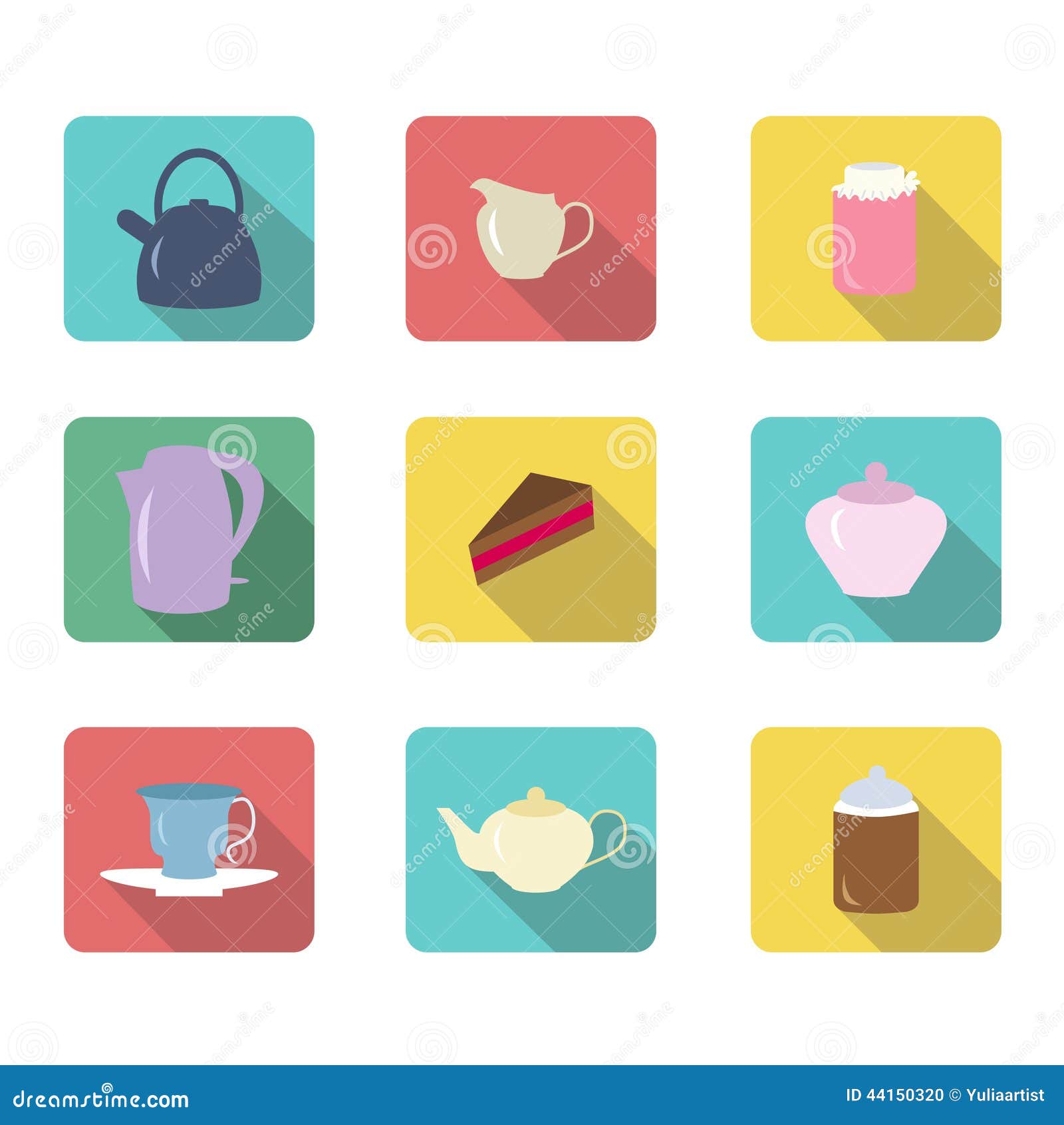 Tea flat icon set stock vector. Illustration of ceramic - 44150320