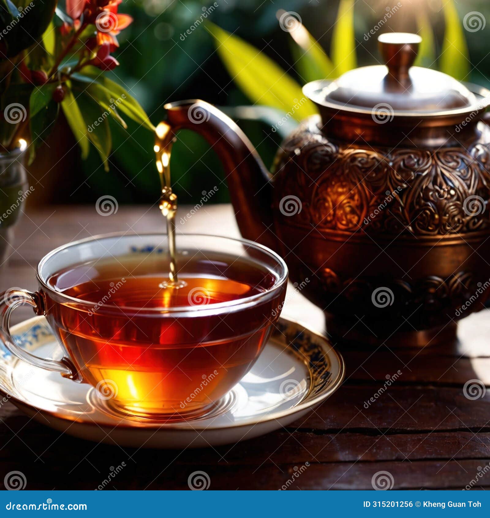 Tea, Fresh Brewed Black Tea In Cup With Tea Leaves Royalty-Free Stock ...