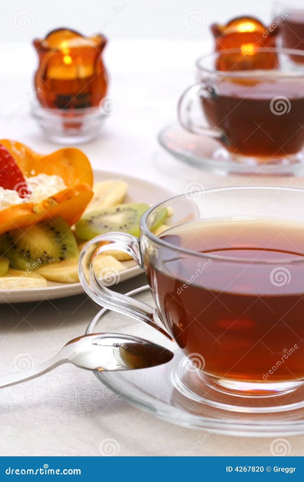 Tea and fruits stock photo. Image of glass, china, lemon - 4267820