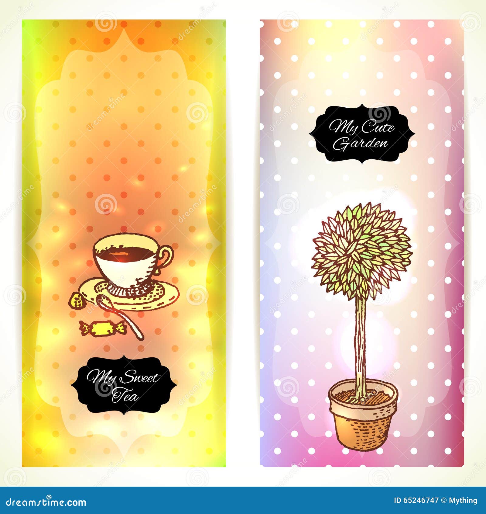 Set Of Cute Banners With Birds And Flowers. Royalty-Free Illustration ...
