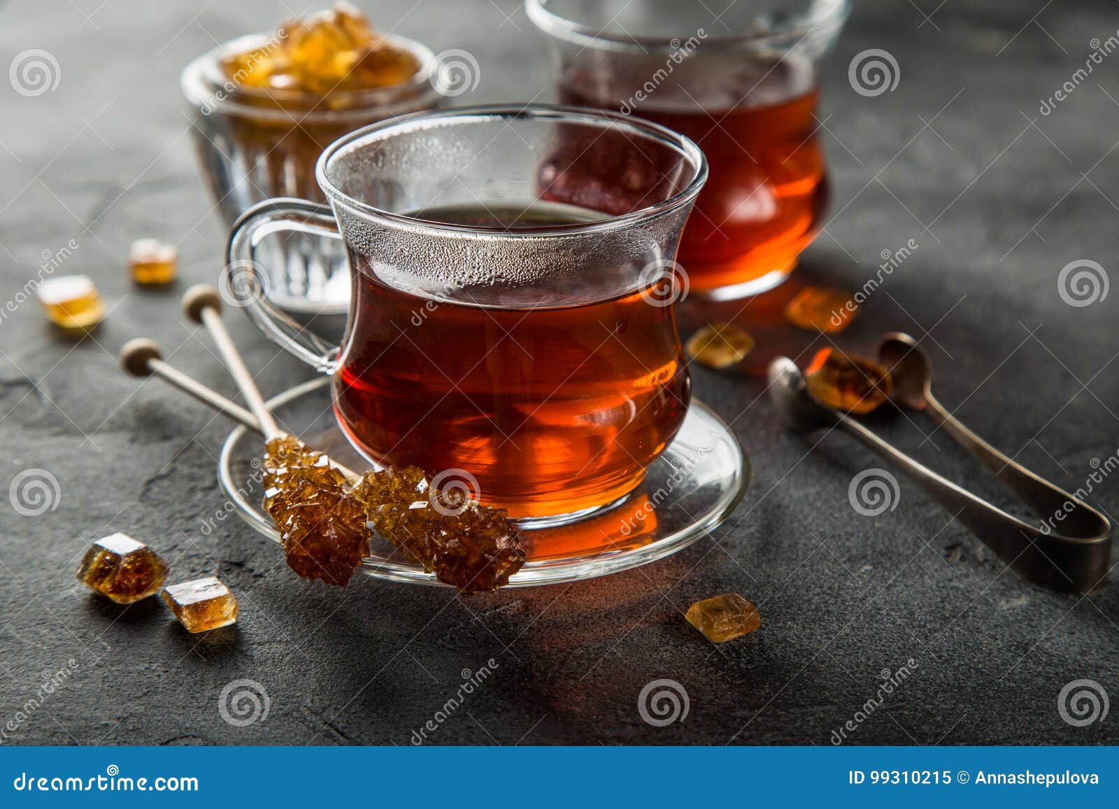 Tea in Glass Cup with Caramelized Sugar Stock Image - Image of drink ...