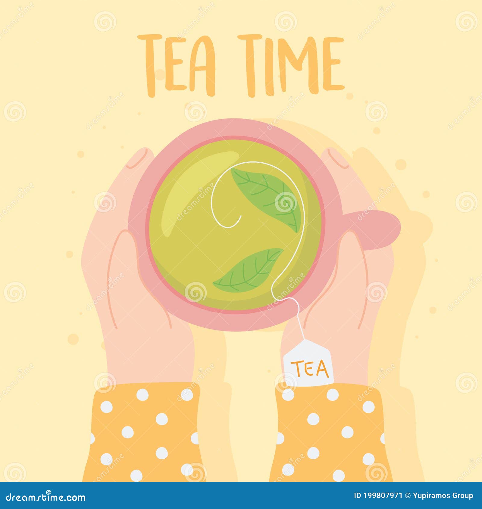 Tea, Hands Holding Teacup Fresh Herbal Stock Vector - Illustration of ...