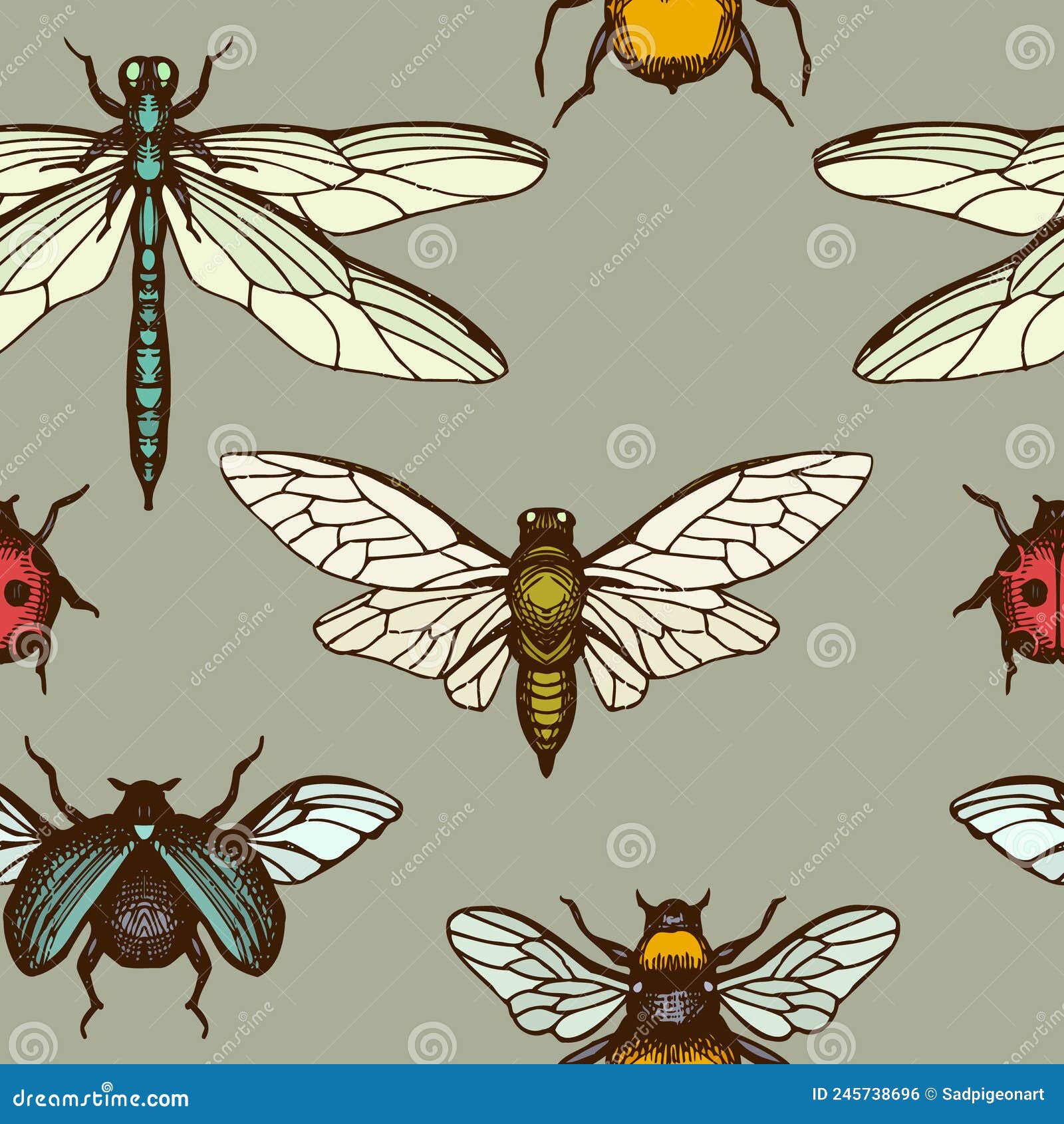 Tea Herbs Seamless Pattern Background Design. Engraved Style. Hand ...