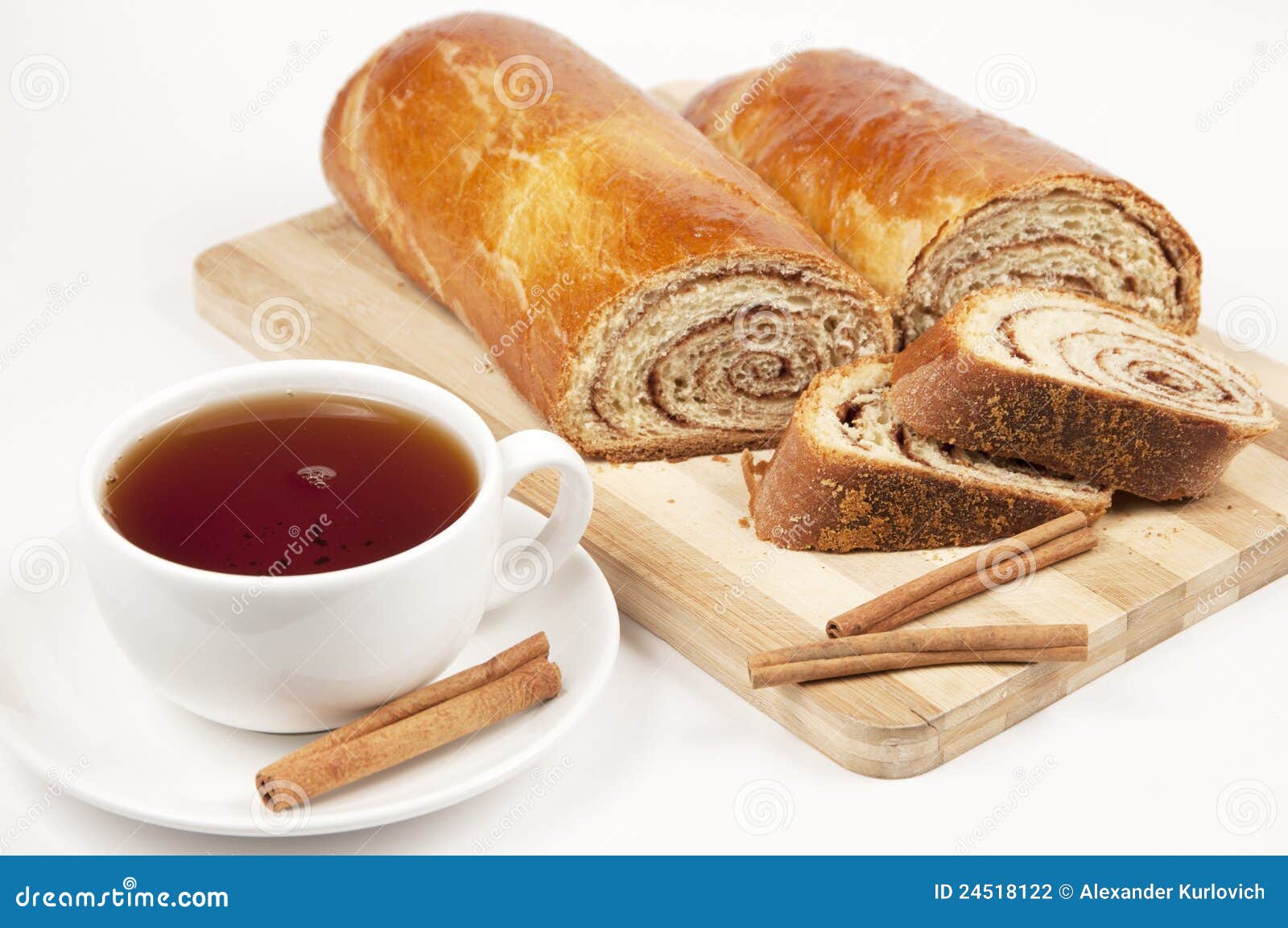 Tea and Home Sweet Rolls with Cinnamon Stock Photo - Image of dough ...