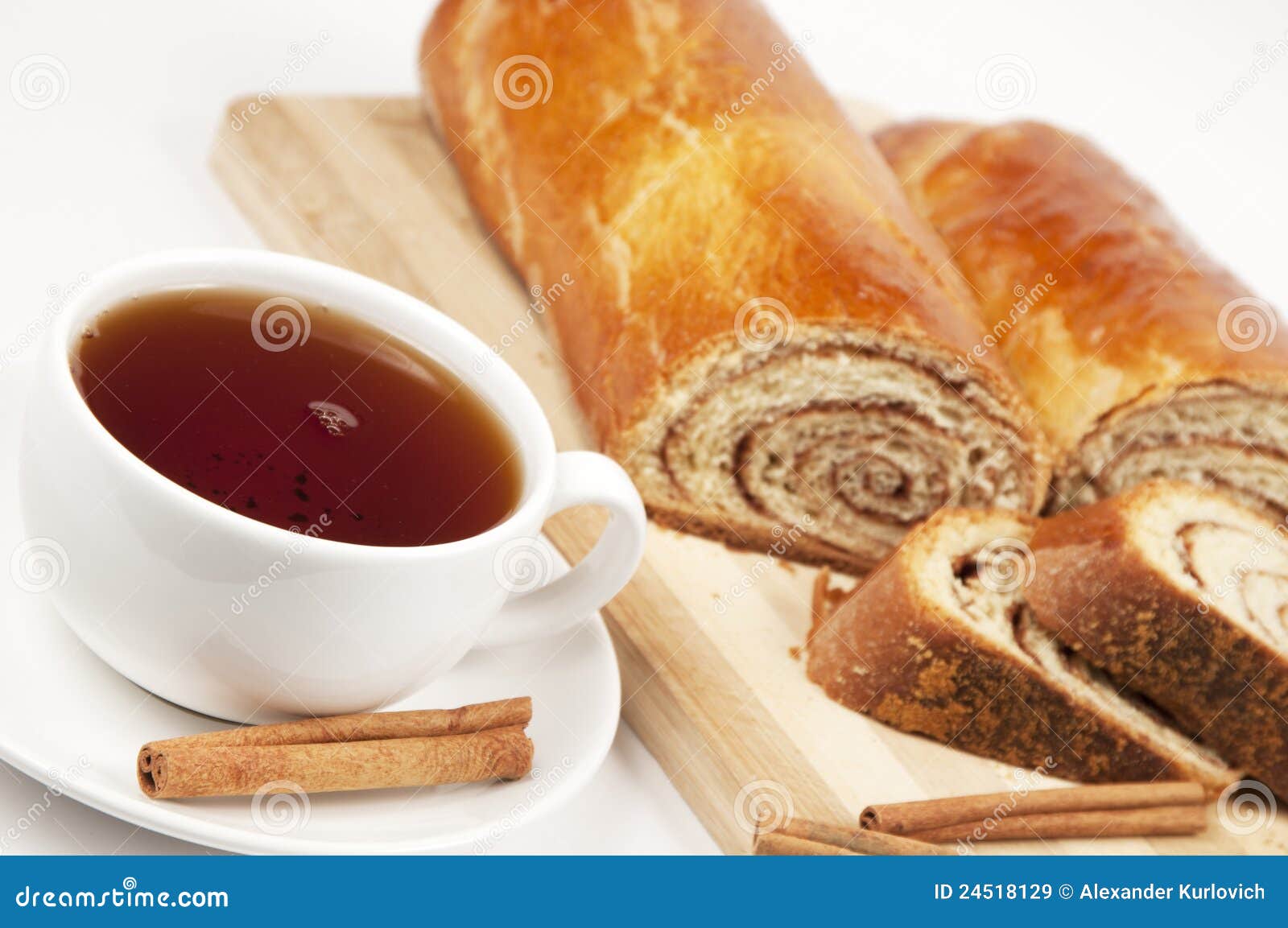 Tea and Home Sweet Rolls with Cinnamon Filling Stock Image - Image of ...