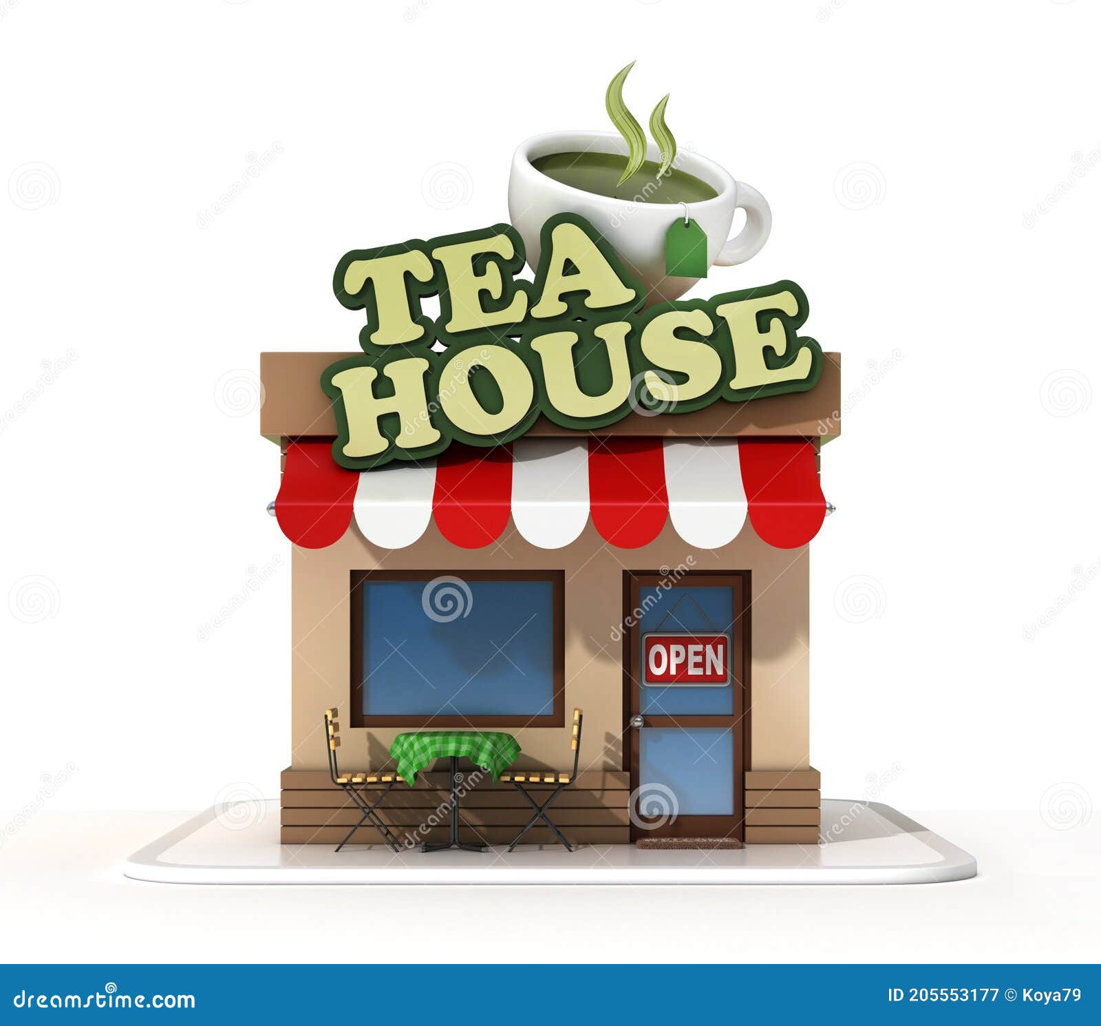 Tea House Store Front 3d Rendering Stock Illustration - Illustration of ...