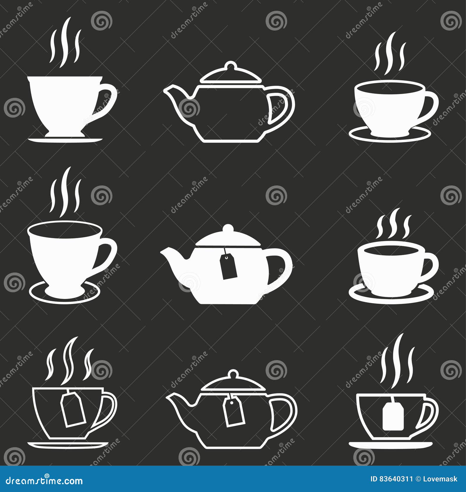 Tea icon set. stock vector. Illustration of elements - 83640311