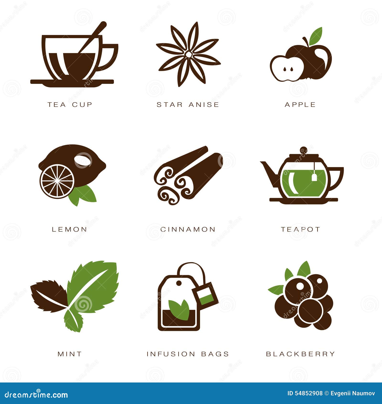 Tea icon set stock vector. Illustration of element, symbol - 54852908