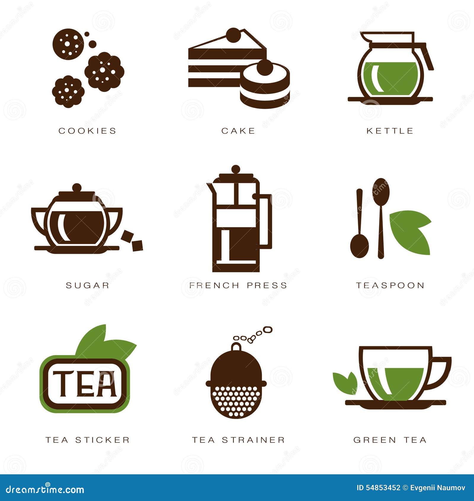 Tea icon set stock vector. Illustration of symbol, infusion - 54853452