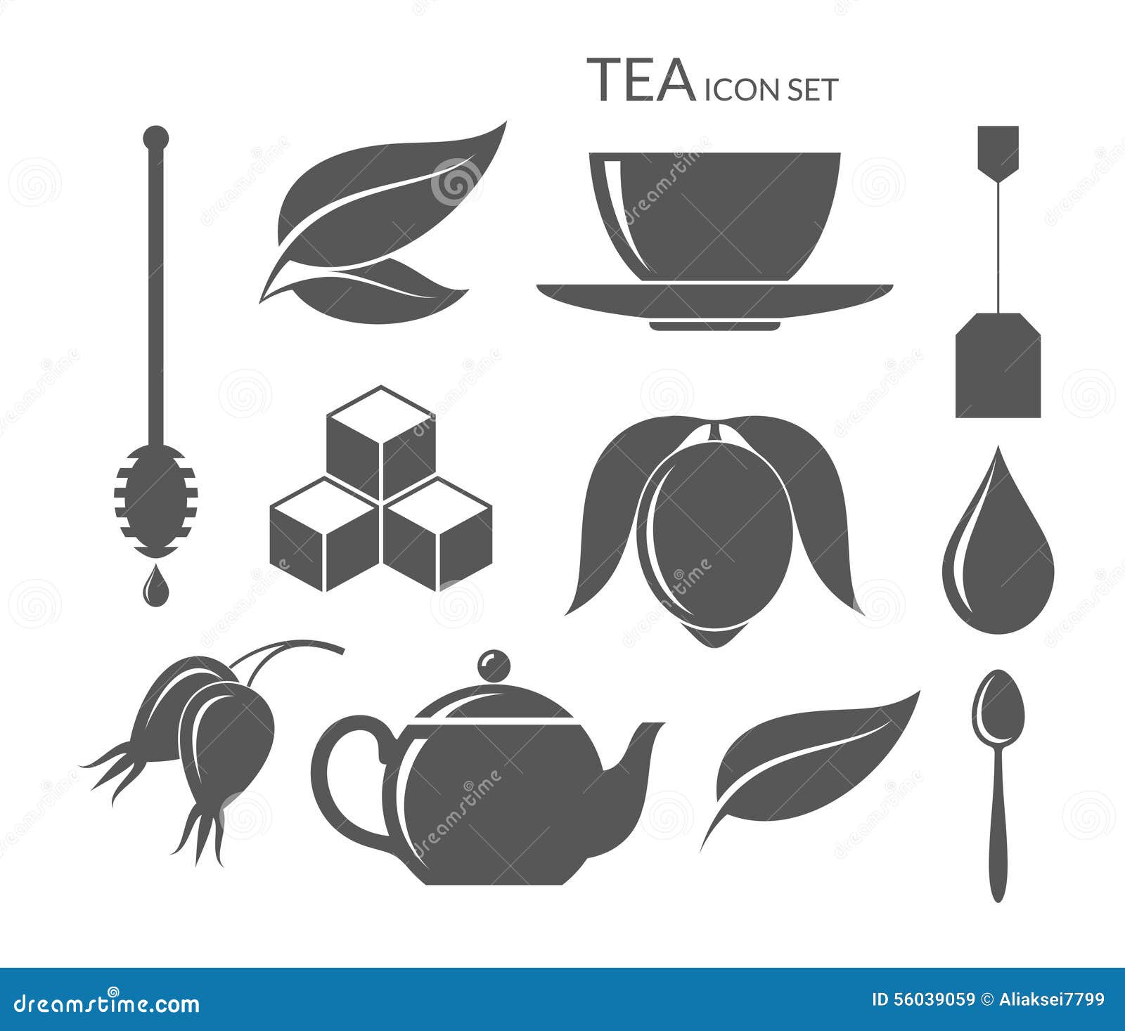 Tea. Icon set stock vector. Illustration of vintage, sign - 56039059