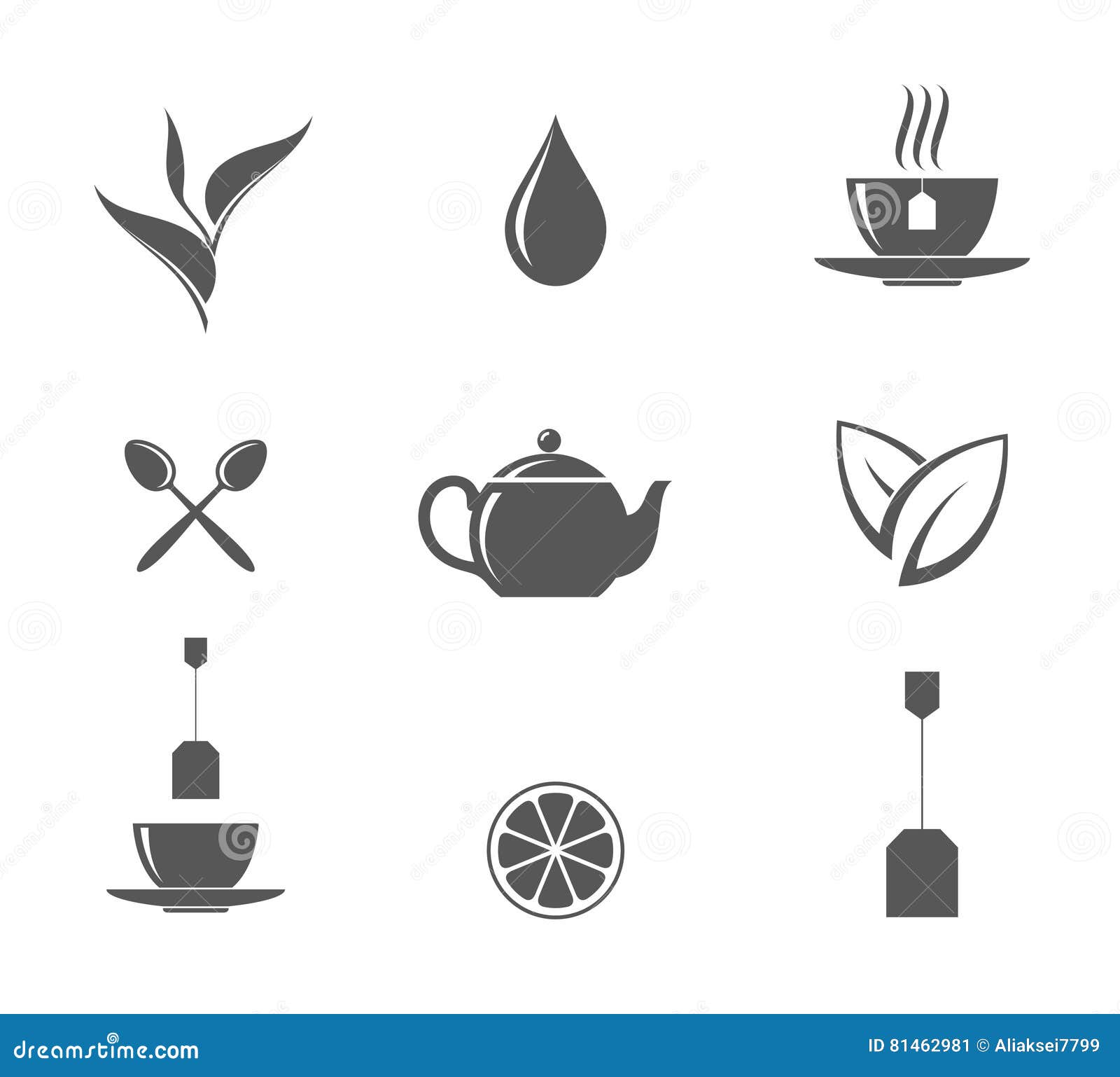 Tea. Icon set stock vector. Illustration of design, plant - 81462981