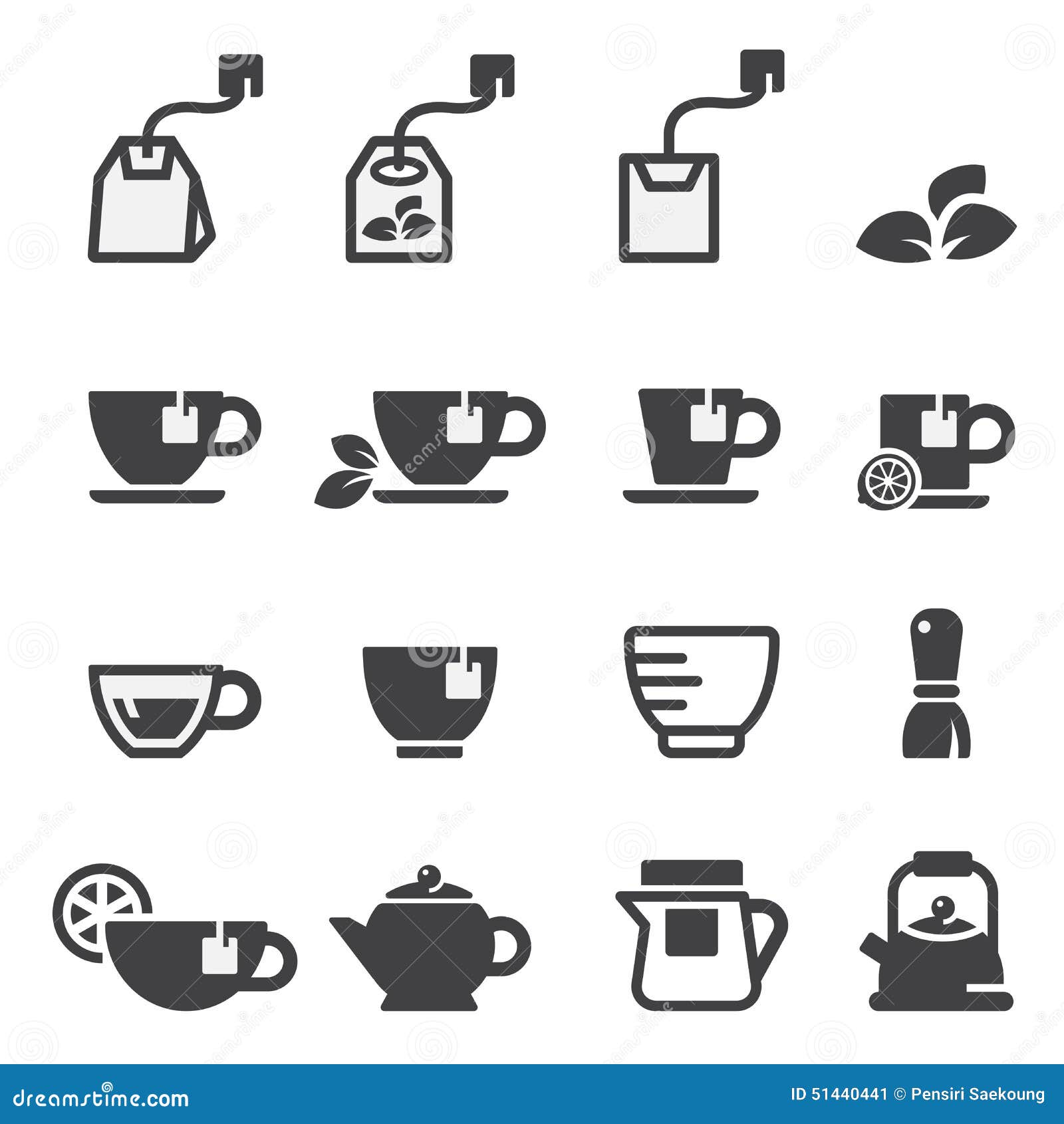 Tea icon set stock vector. Illustration of cafe, label - 51440441