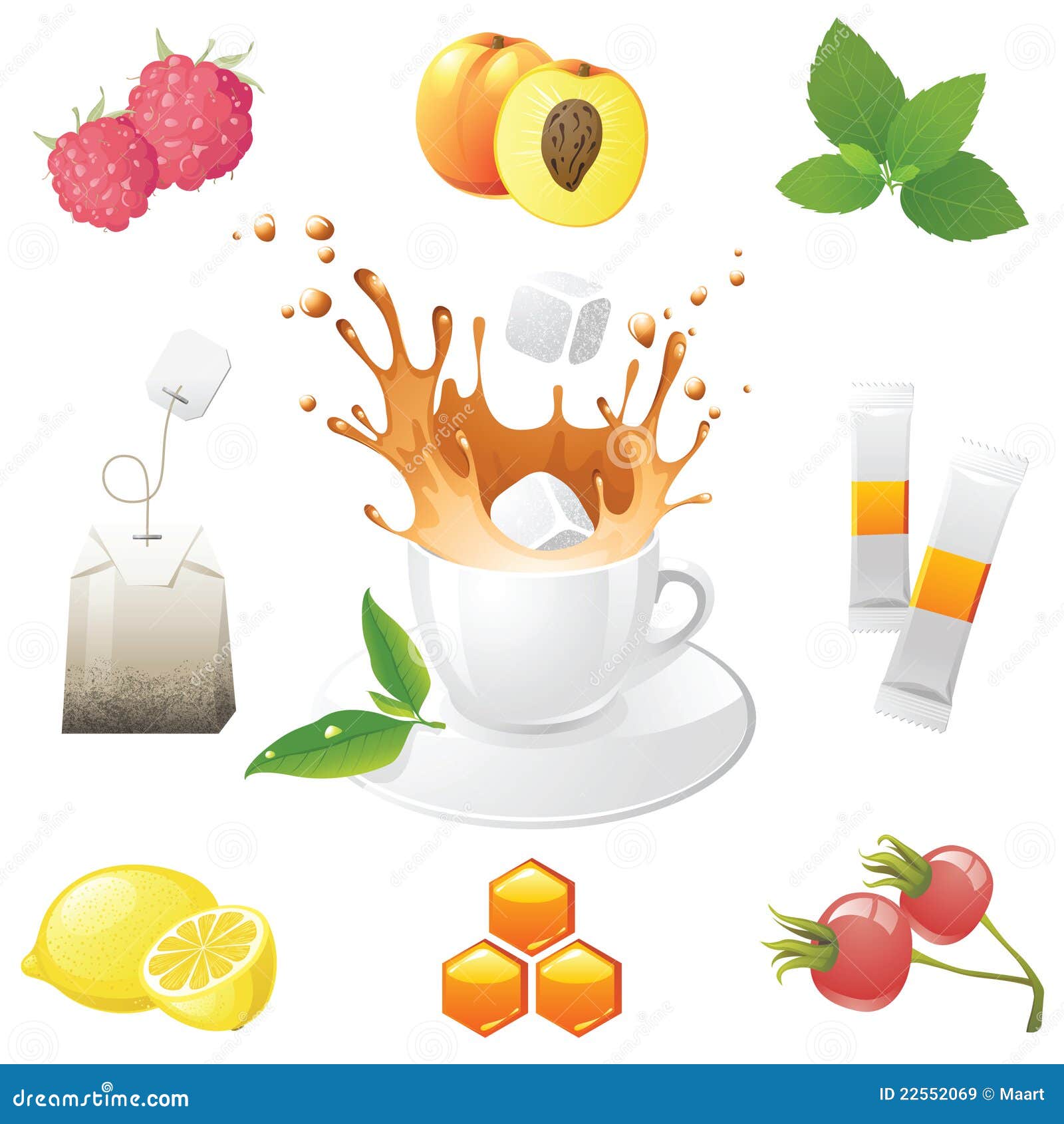 Tea icons stock vector. Illustration of rosehip, spatter - 22552069