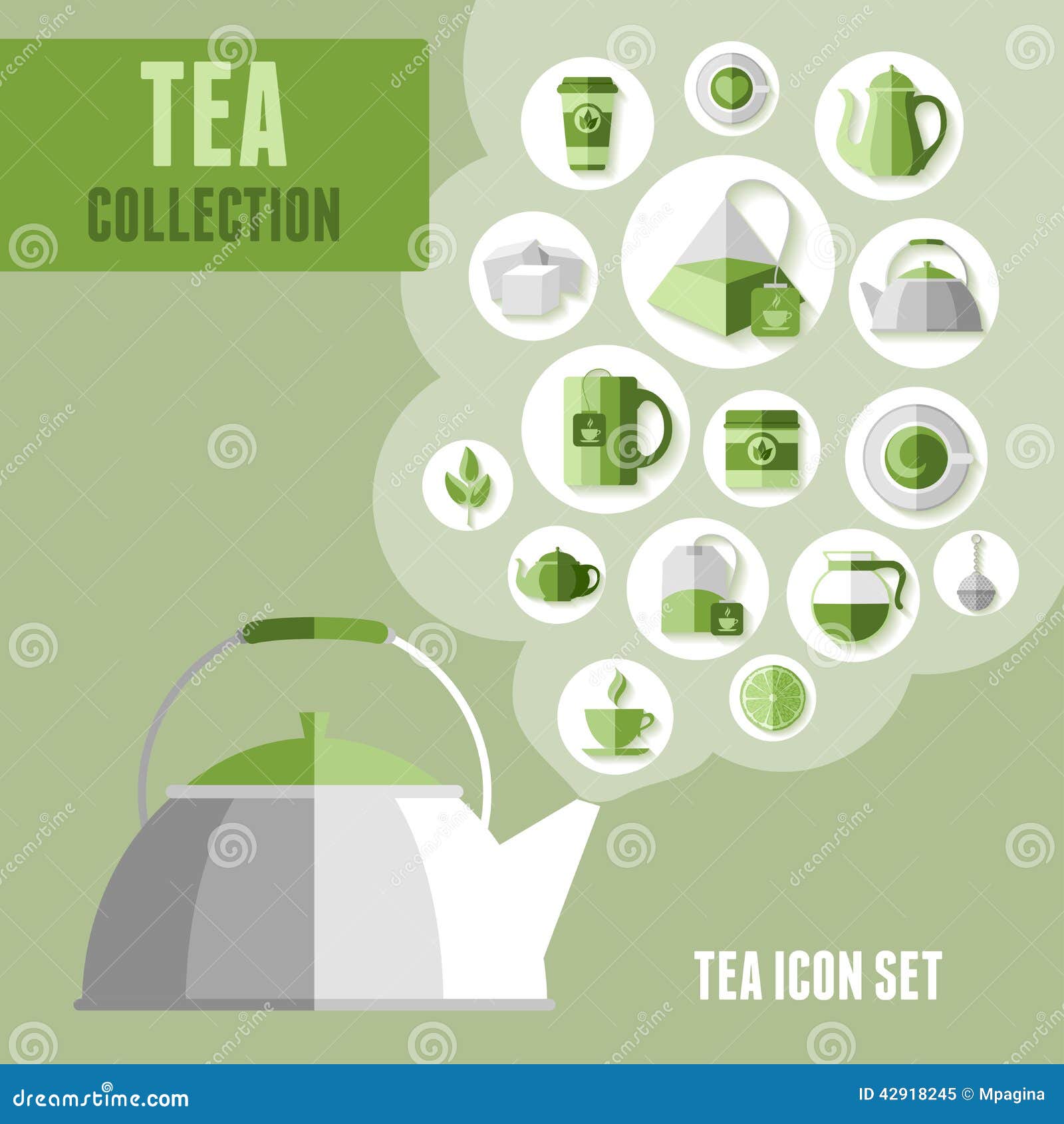 Tea icons set stock vector. Illustration of creative - 42918245