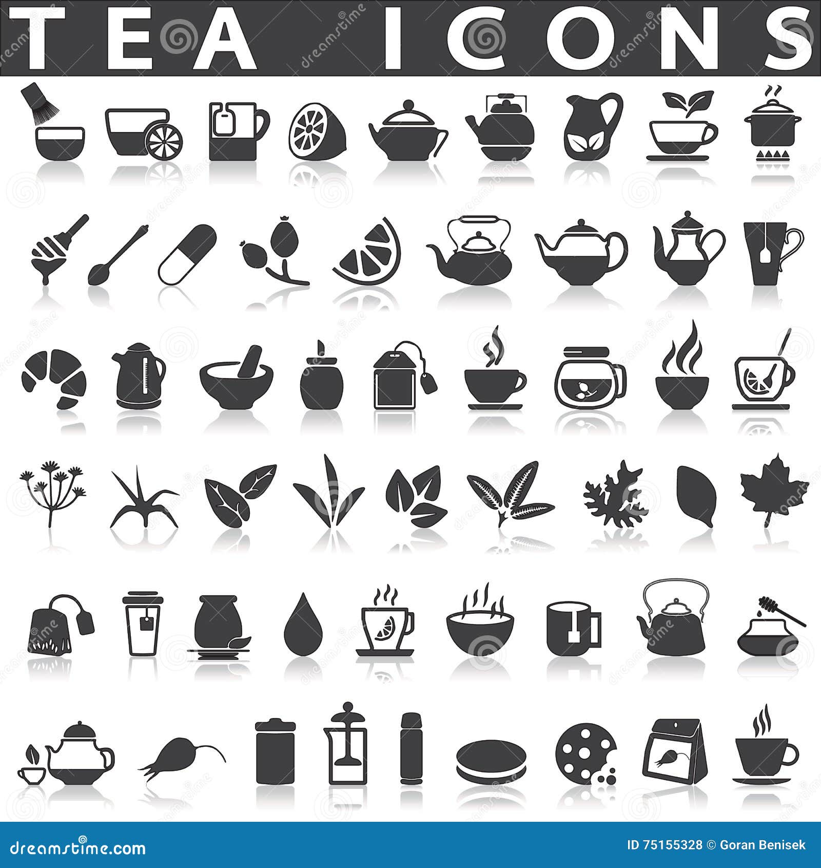Tea icons stock vector. Illustration of information, milk - 75155328