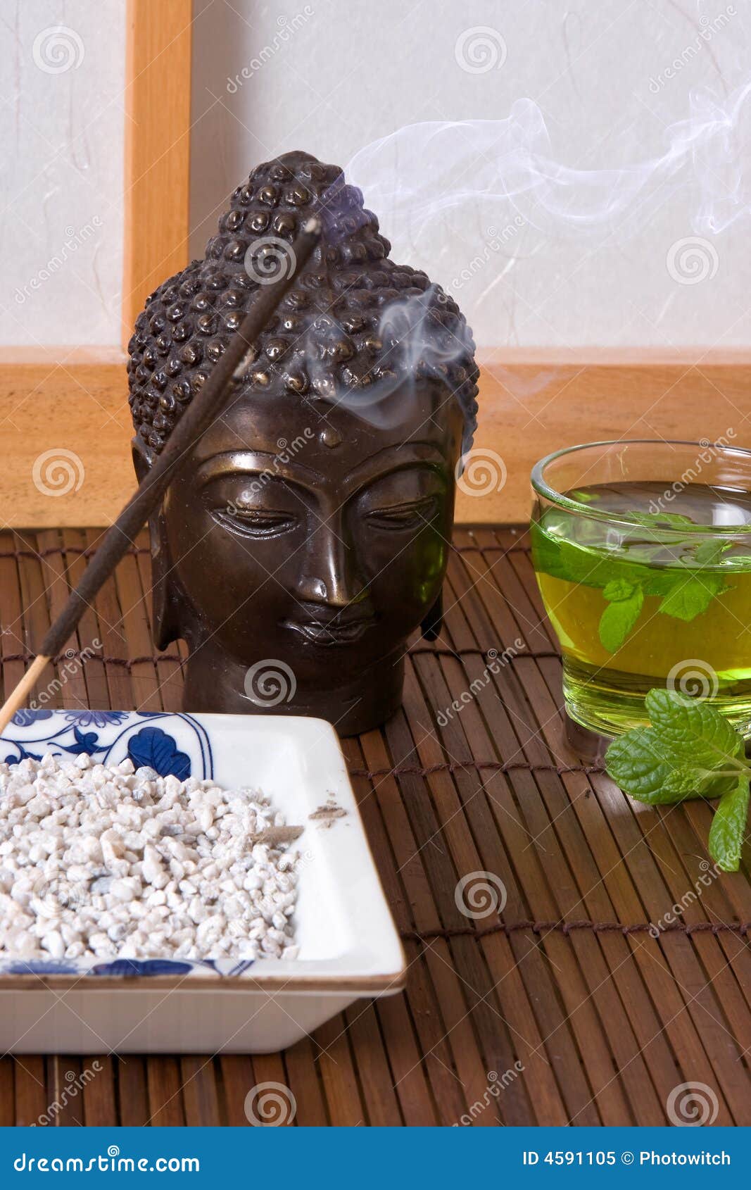 Tea and incense stock image. Image of peace, balance, spirit - 4591105