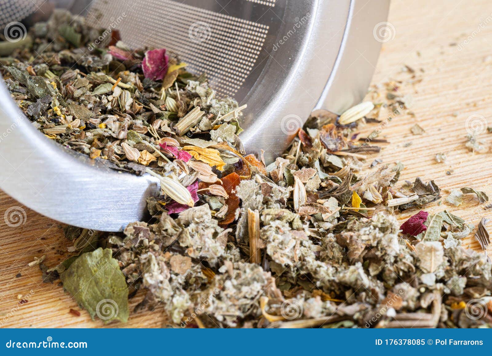 Tea Infusion with it`s Herbs and a Tea Filter Stock Image - Image of ...