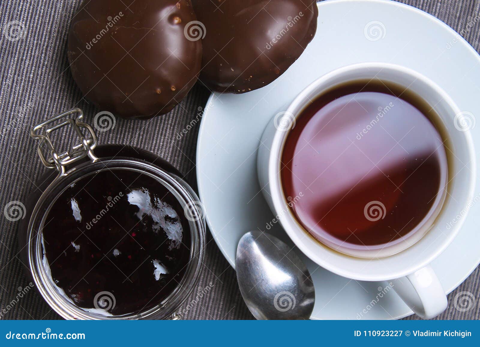 Tea with Jam on the Table. Delicious Dessert. Sweets for Breakfa Stock ...