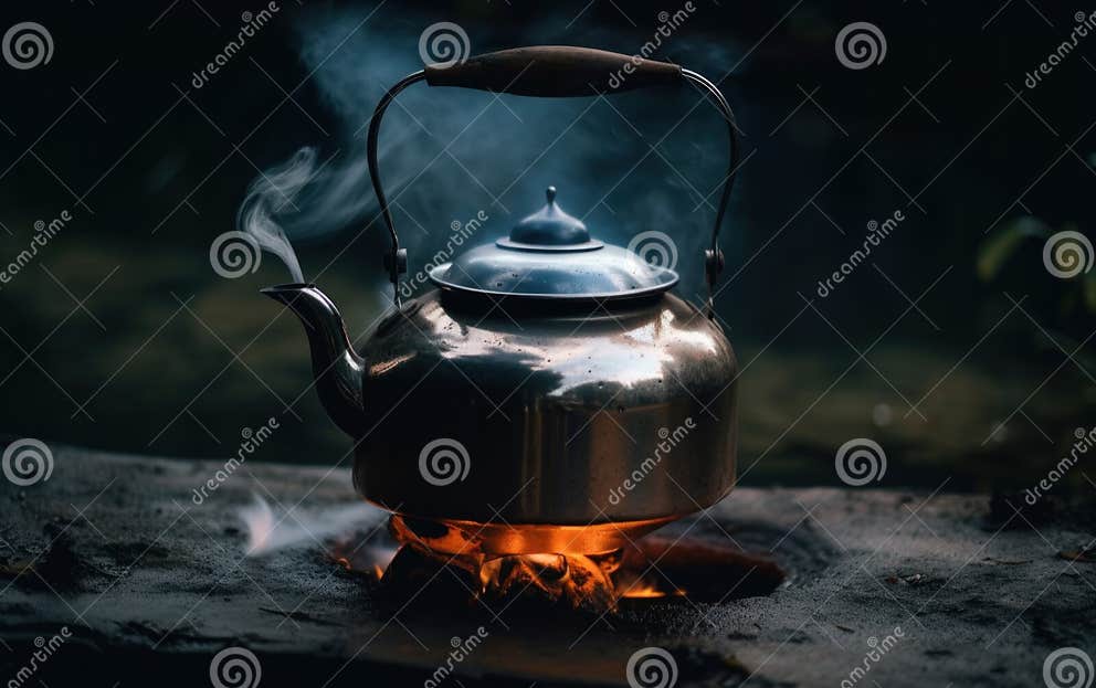 A Tea Kettle on Fire with Smoke Coming Out of it. AI Generative Image ...