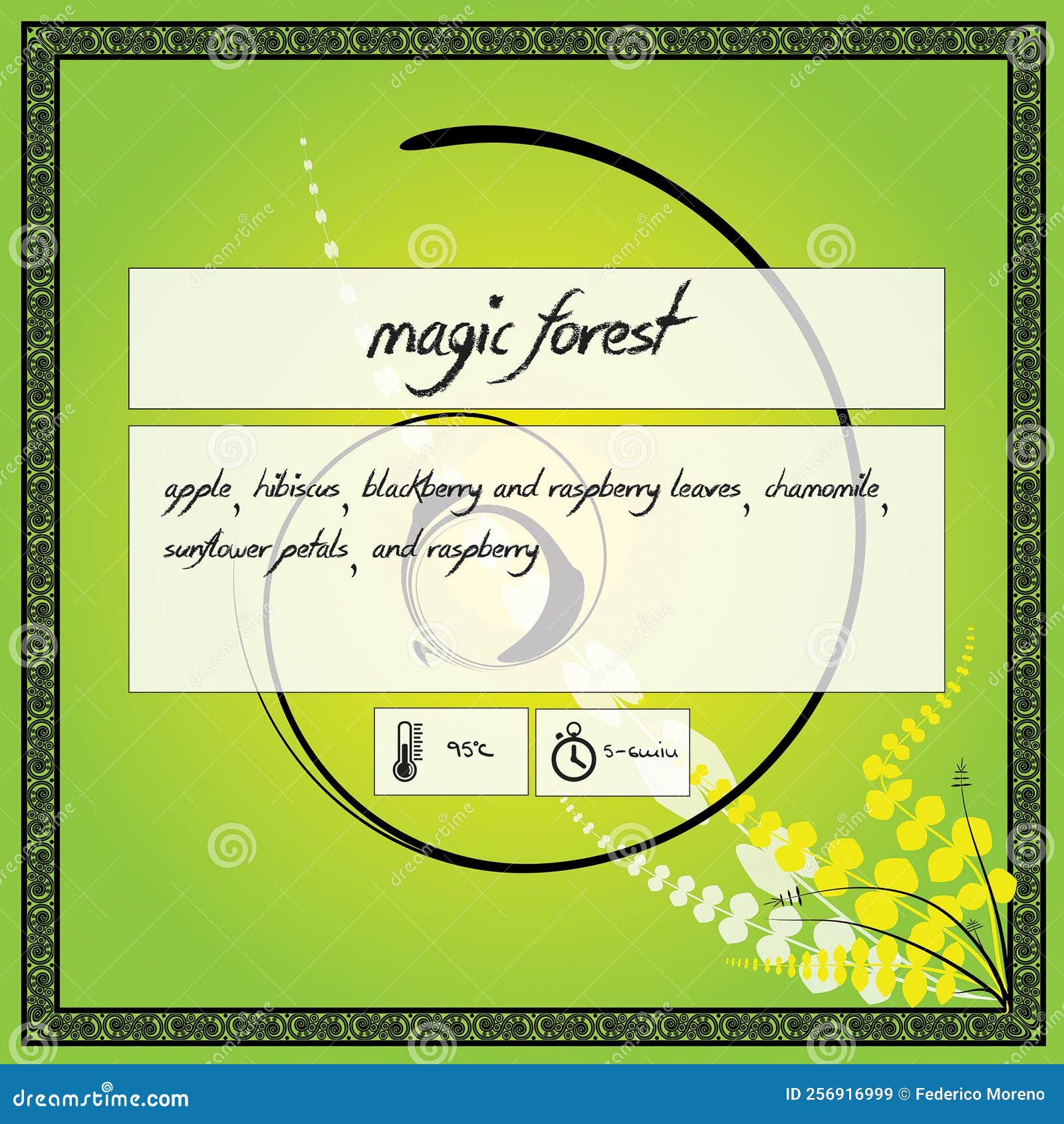 Tea Label, Package or Sticker Vector Design Stock Vector - Illustration ...