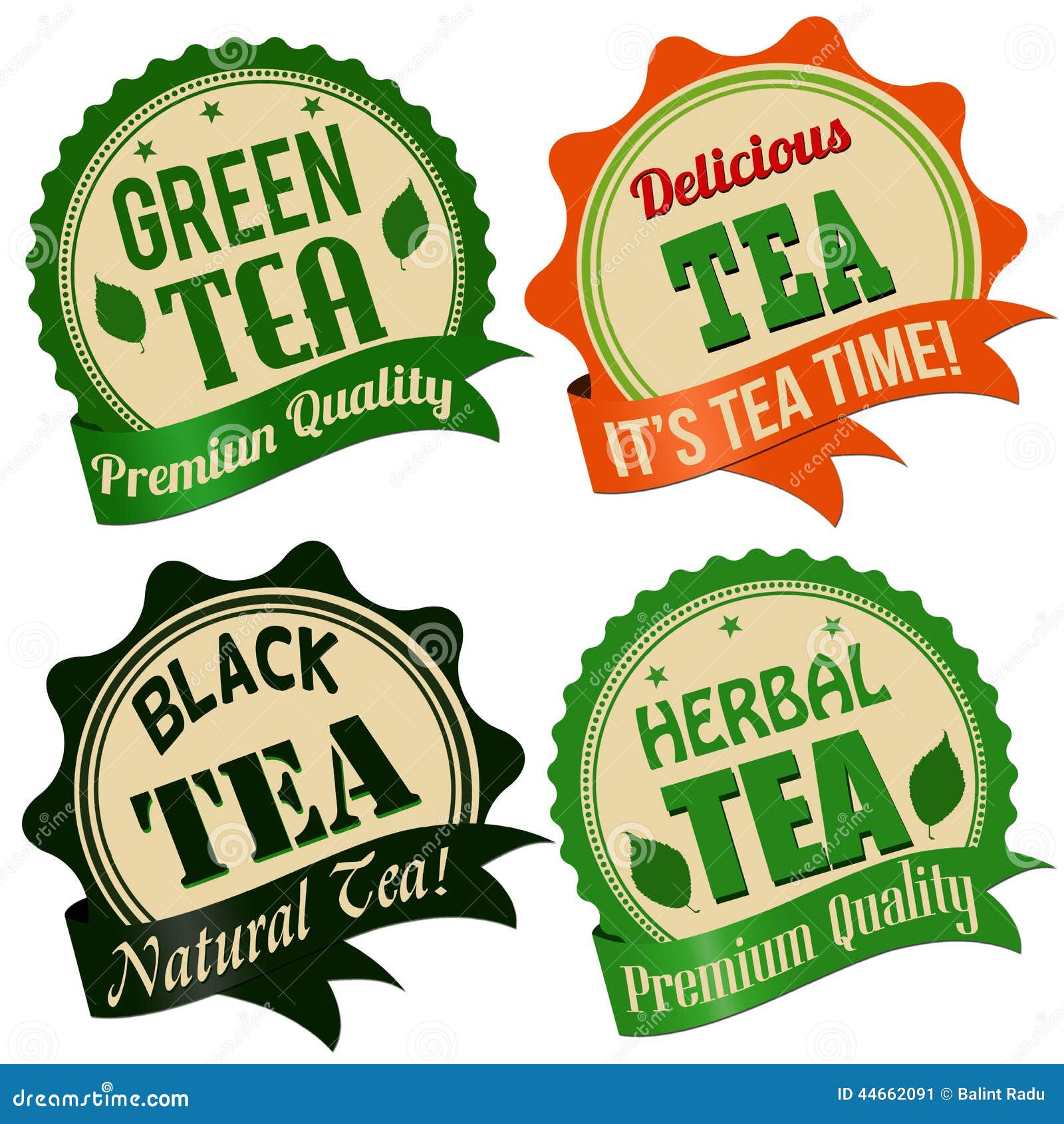 Tea Label, Sticker or Stamps Stock Vector - Illustration of shop, retro ...