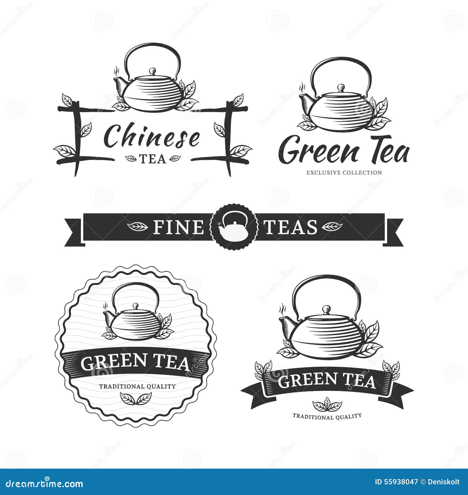 Tea labels stock vector. Illustration of decorative, silhouette - 55938047