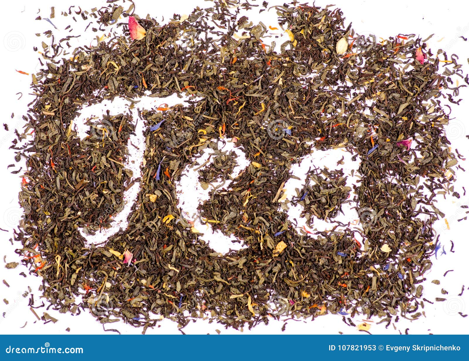 Tea Leaf with Flowers and Fruit Word Tea on White Background Stock ...