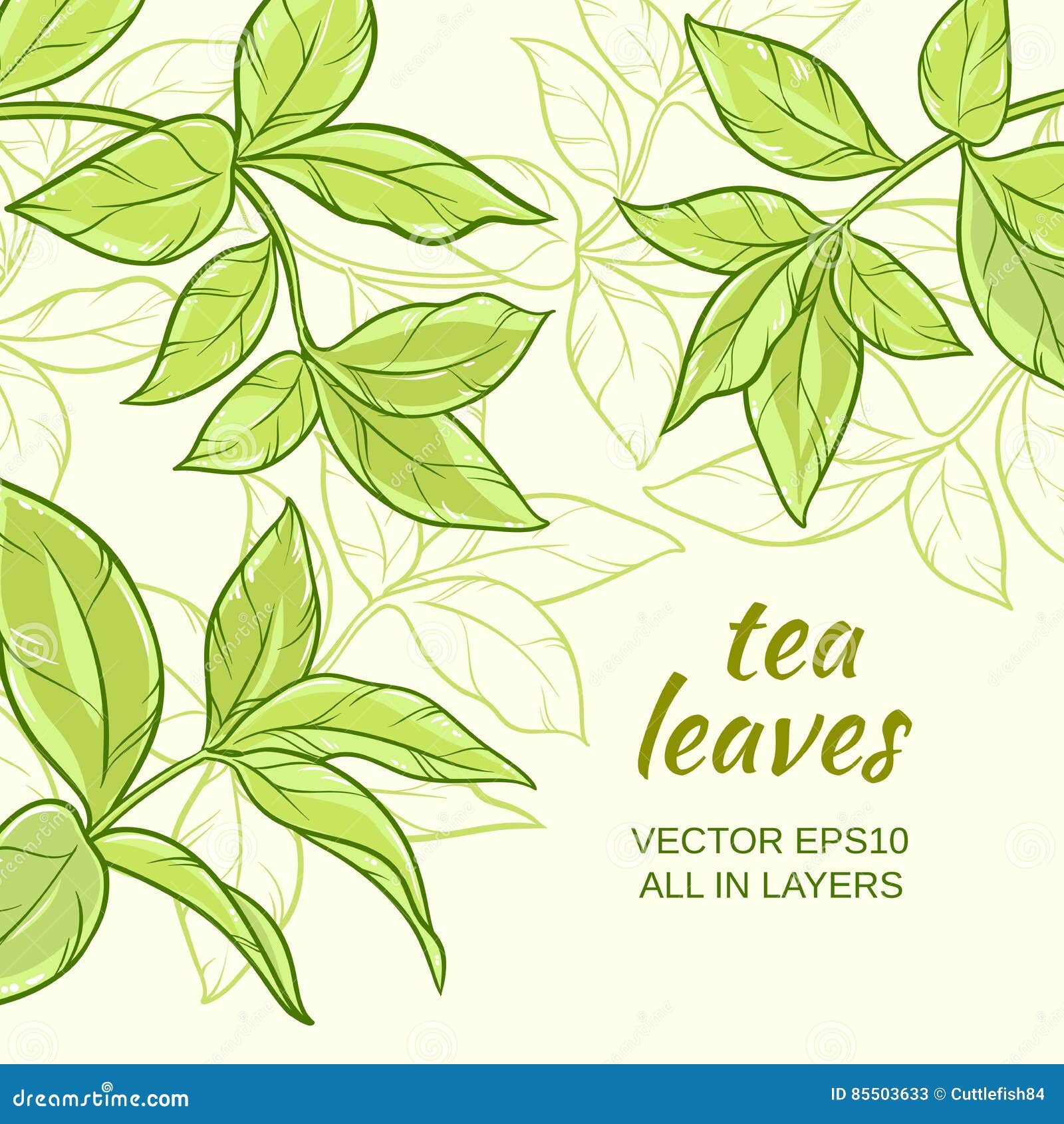 Tea leaves background stock vector. Illustration of plant - 85503633